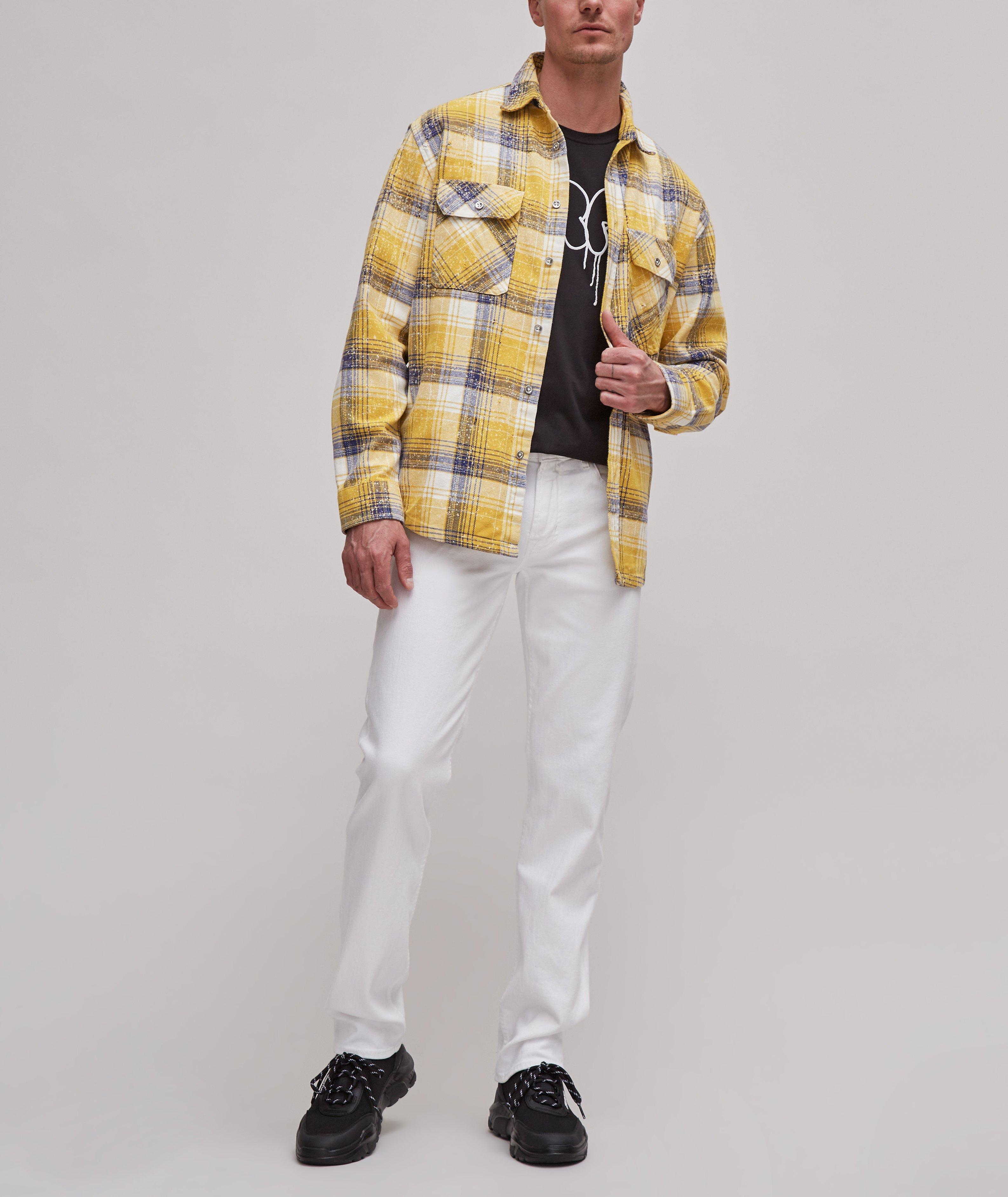 Purple Brand Plaid Overshirt with Cut Logo Back Print | Coats | Final Cut