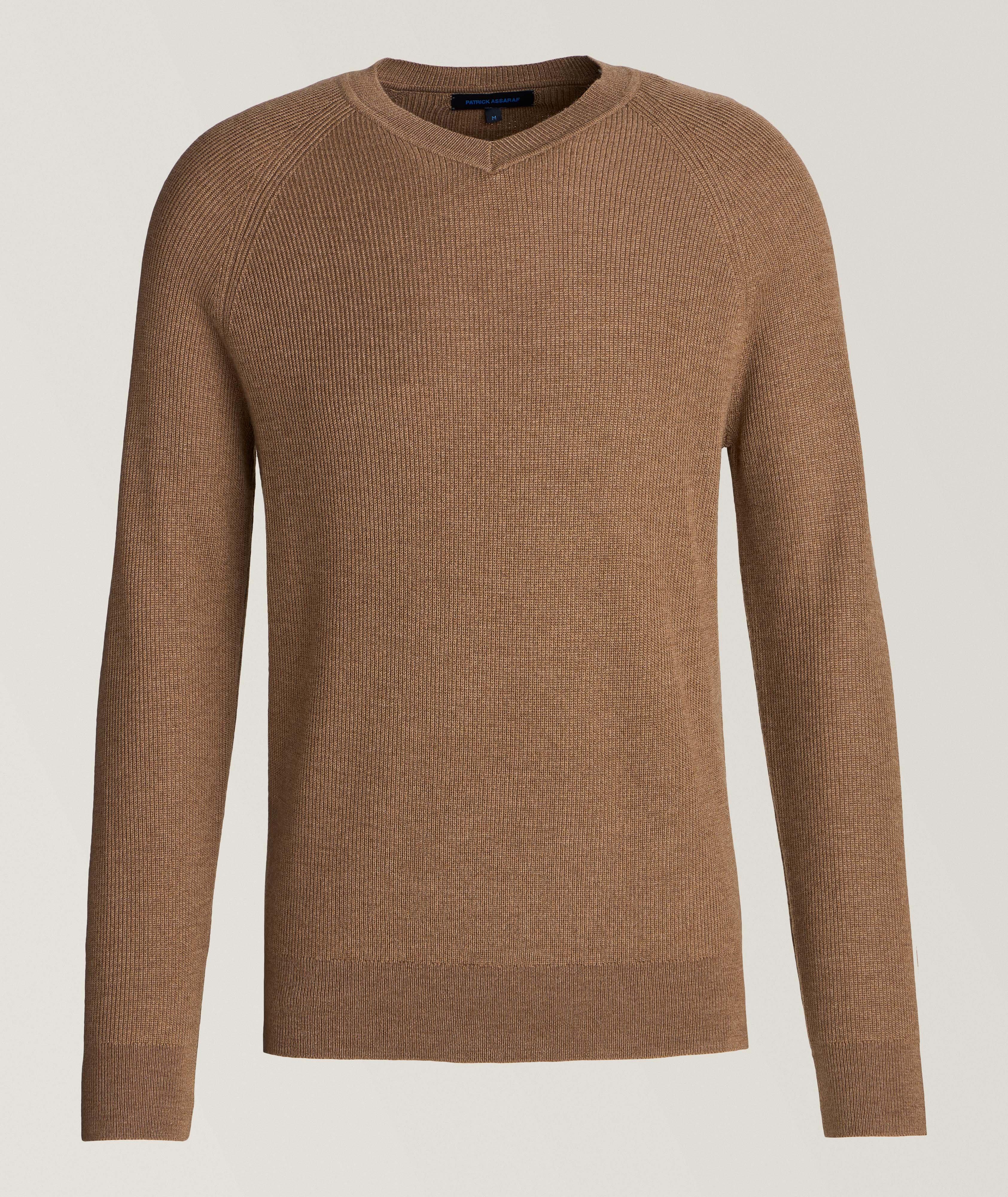 Patrick Assaraf Extrafine Merino Wool Ribbed V-Neck Sweater | Sweaters ...