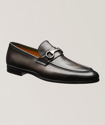 Ferragamo Foster Double Gancini Bit Pebbled Leather Loafers Ferragamo Foster Double Gancini Bit Pebbled Leather Loafers