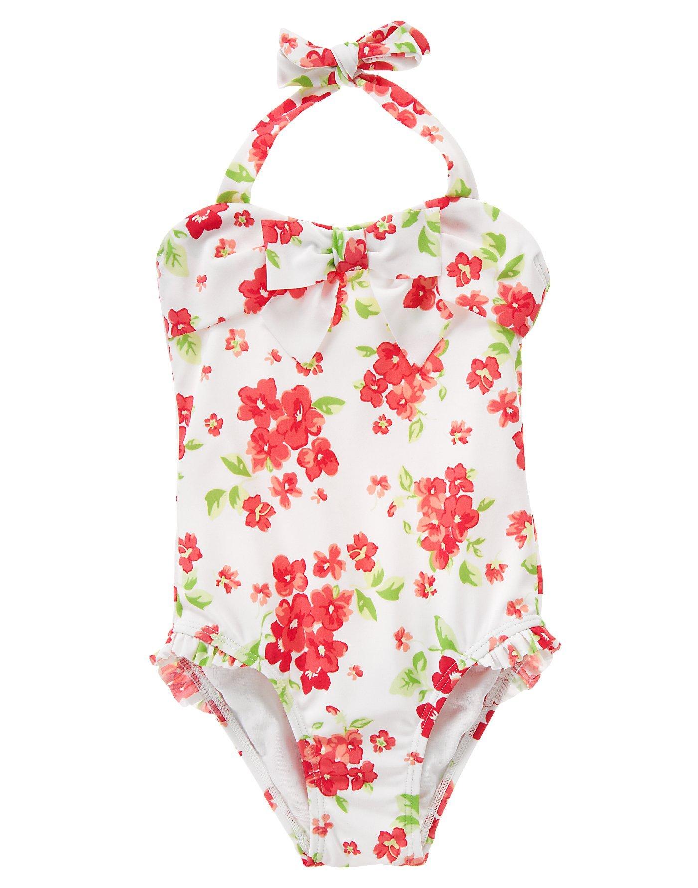 Wild Rose Floral Floral Halter Swimsuit at JanieandJack