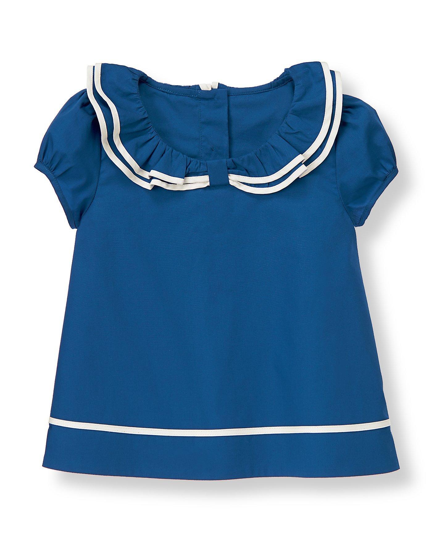 Girl Edwardian Blue Ruffle Collar Top by Janie and Jack