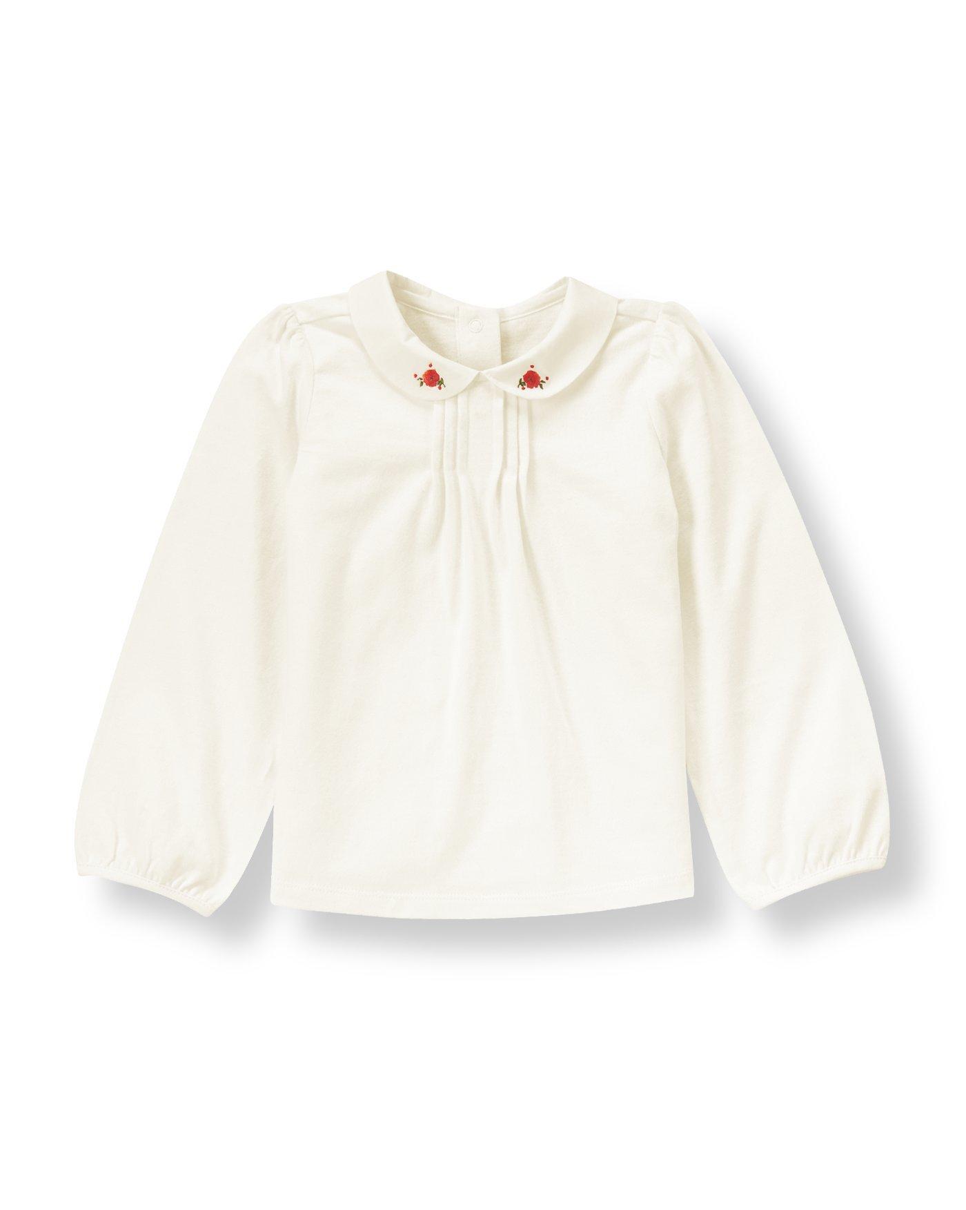 Girl Jet Ivory Floral Embroidered Collar Top by Janie and Jack