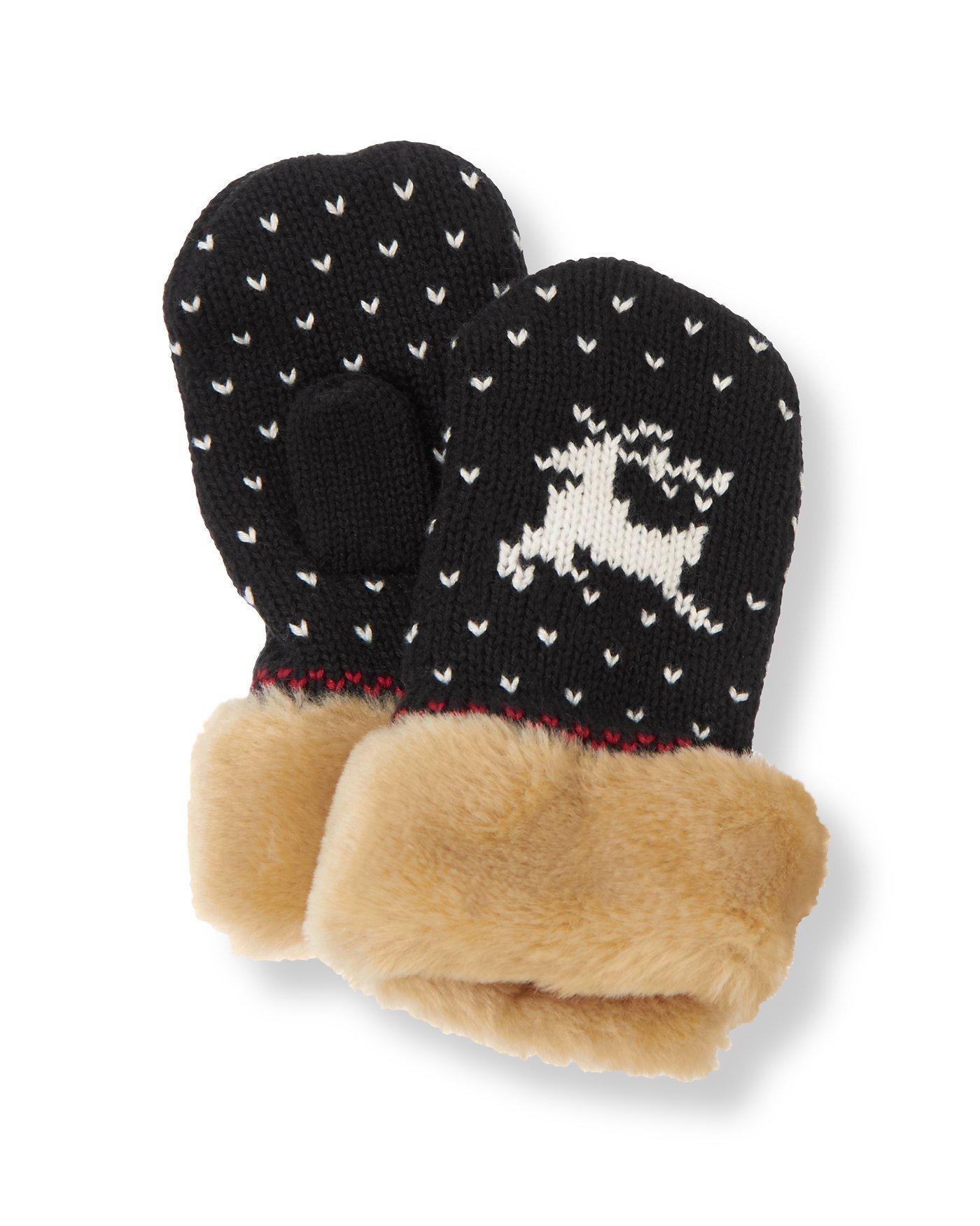 Classic Black Reindeer Fair Isle Mitten by Janie and Jack