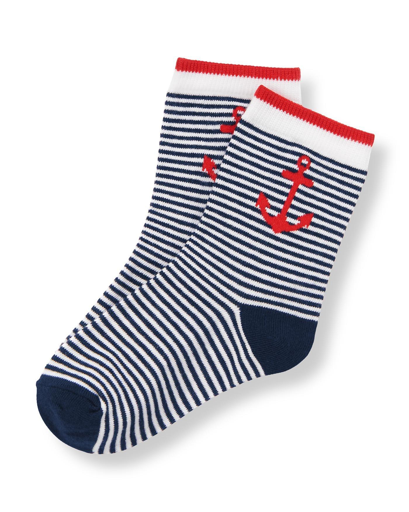 Boy Marine Navy Stripe Anchor Striped Sock by Janie and Jack