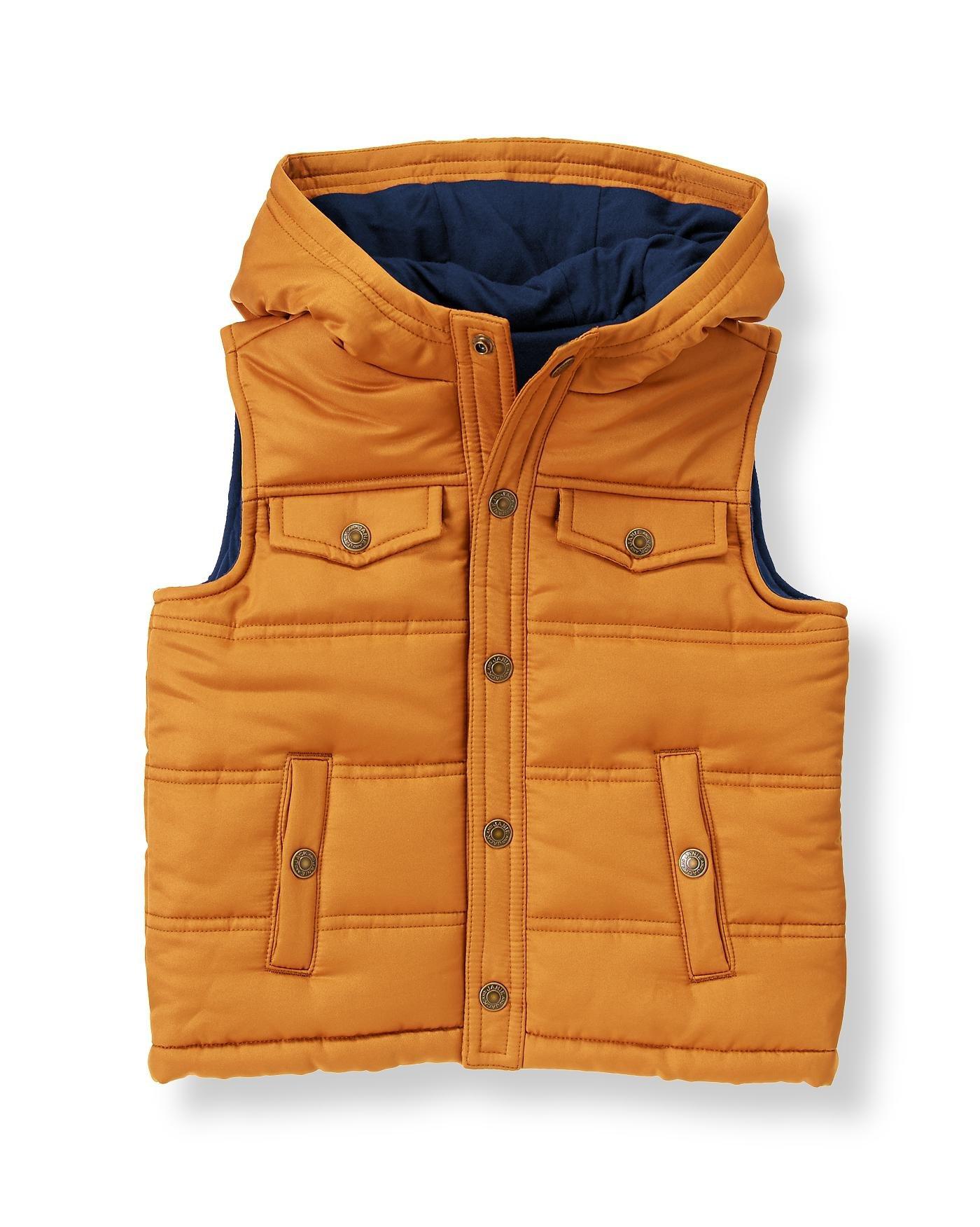 Boy Orange Rust Hooded Puffer Vest by Janie and Jack