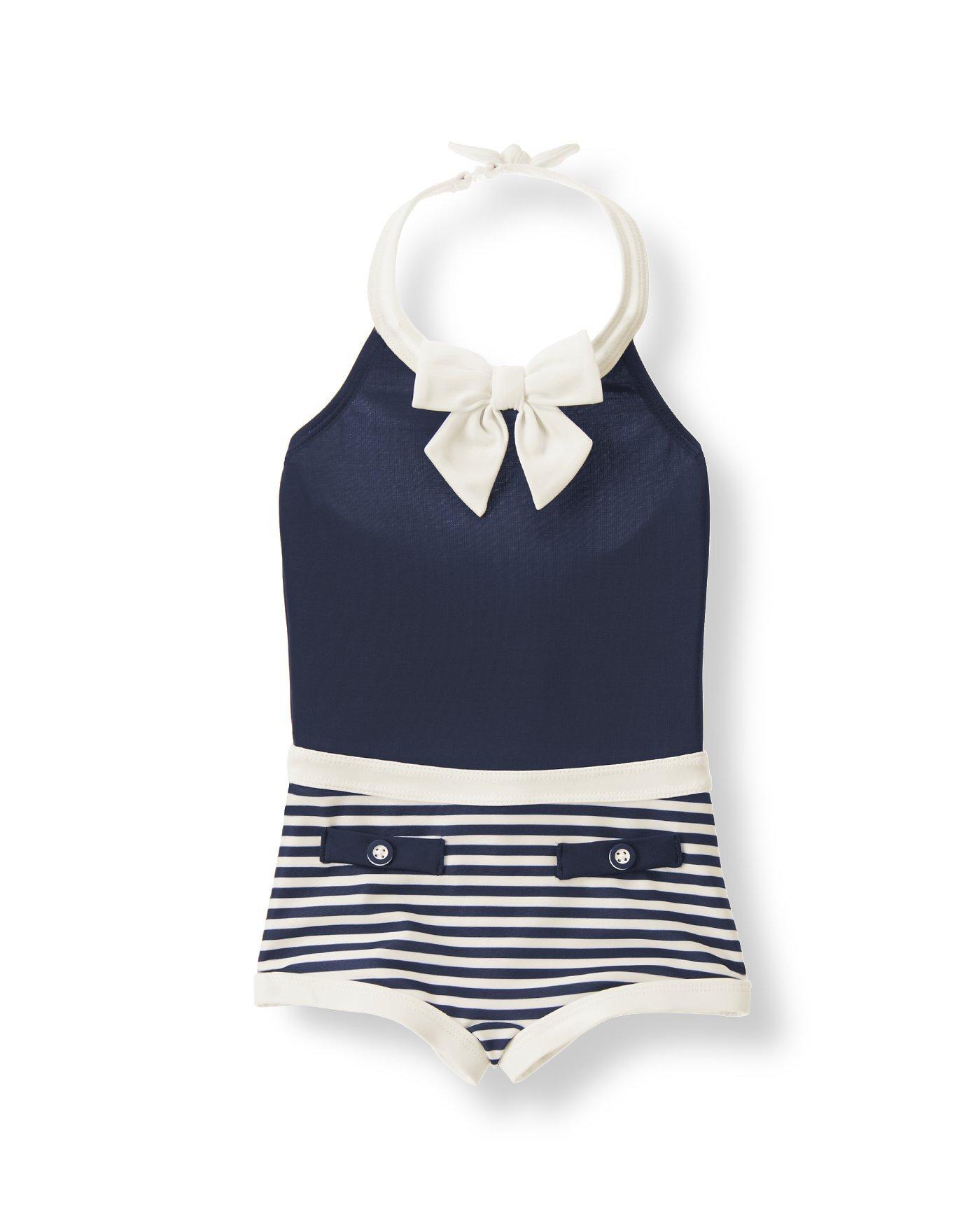 Girl Navy Stripe Striped Swimsuit by Janie and Jack