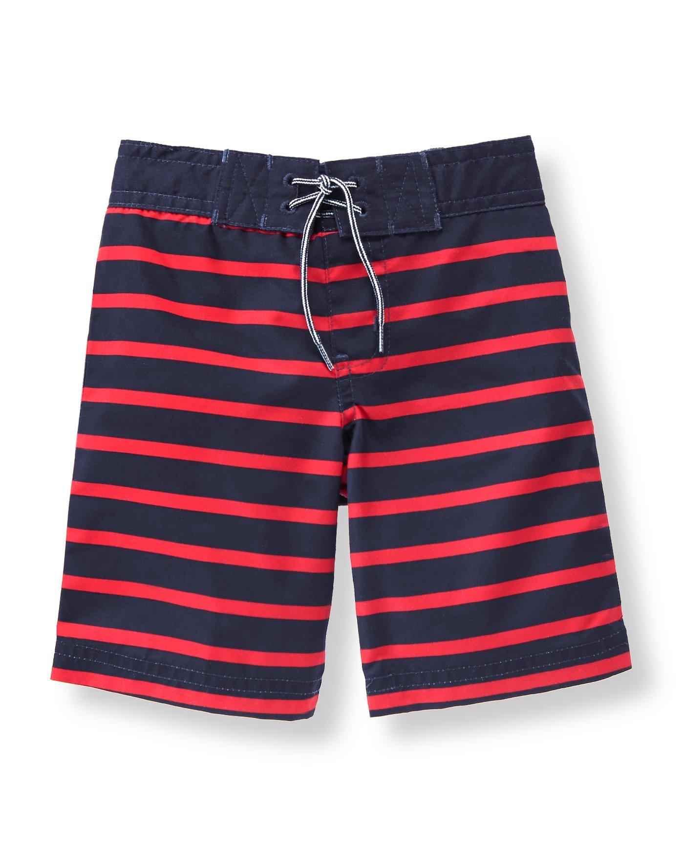 Boy Harbor Red Stripe Striped Swim Trunk by Janie and Jack