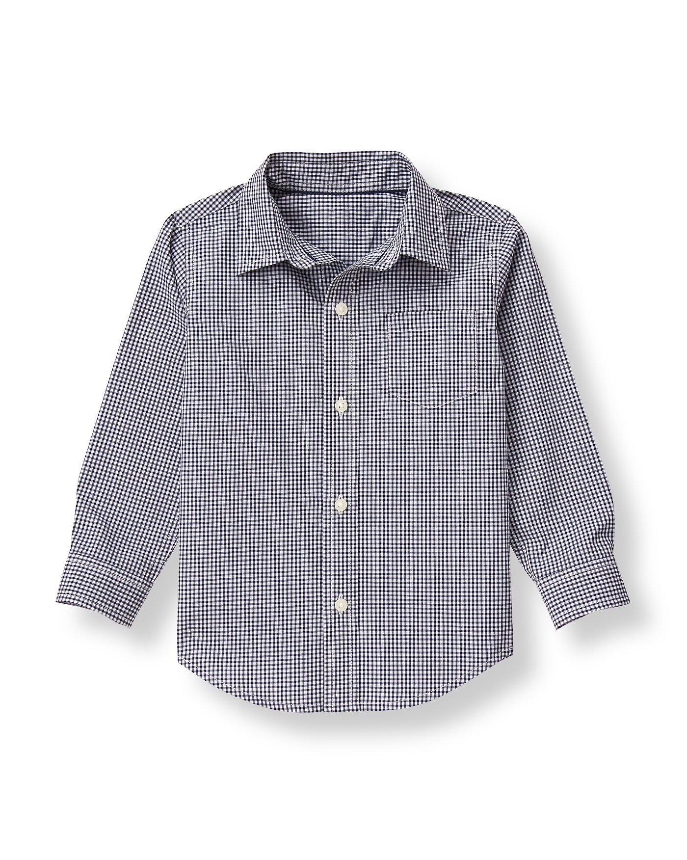 Boy Navy Gingham Gingham Shirt by Janie and Jack