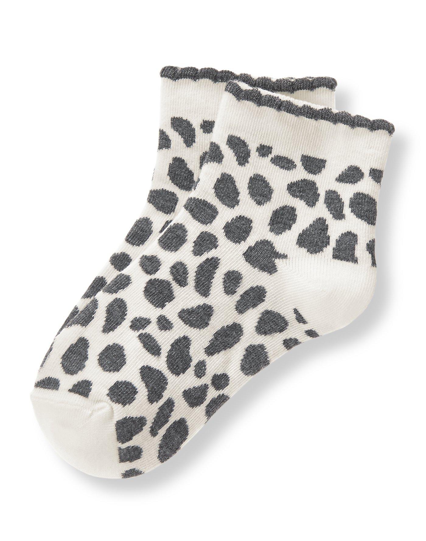 Girl Deep Grey Spot Cheetah Print Sock by Janie and Jack