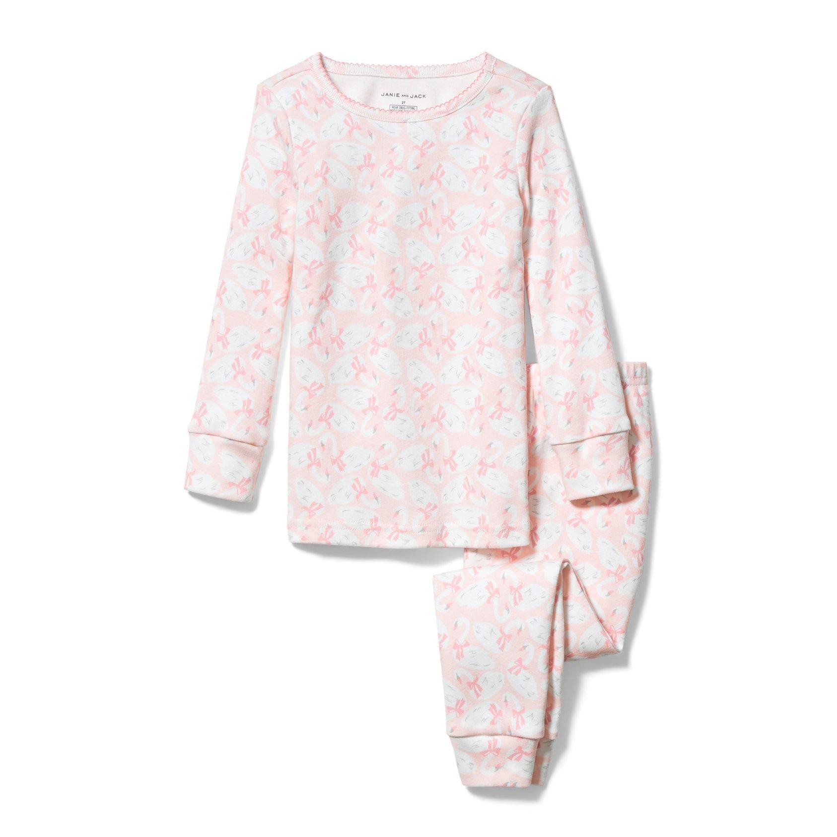 Girl Cloud Pink Swan Print Swan Pajama Set by Janie and Jack