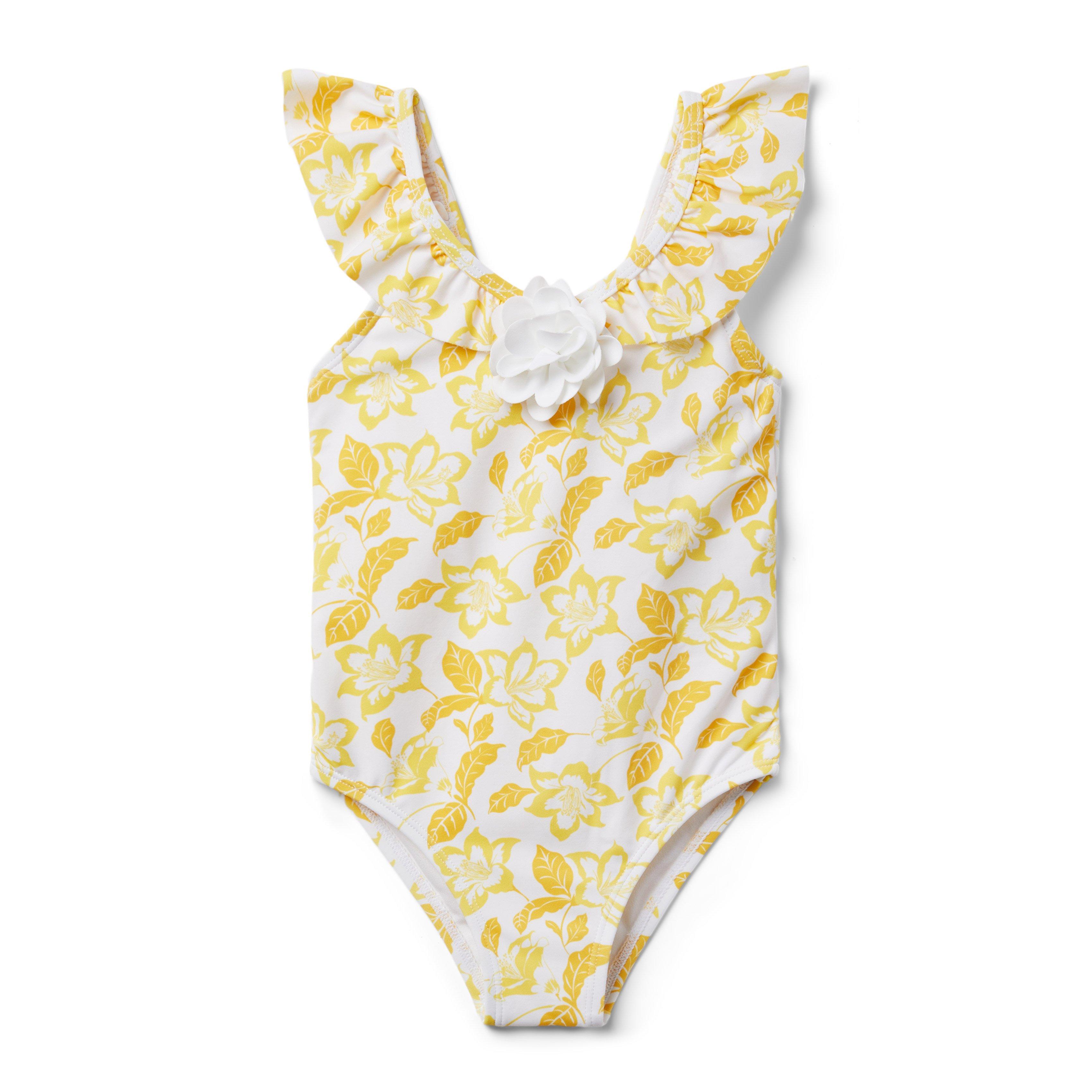 Girl Yolk Yellow Floral Floral Ruffle Swimsuit by Janie and Jack