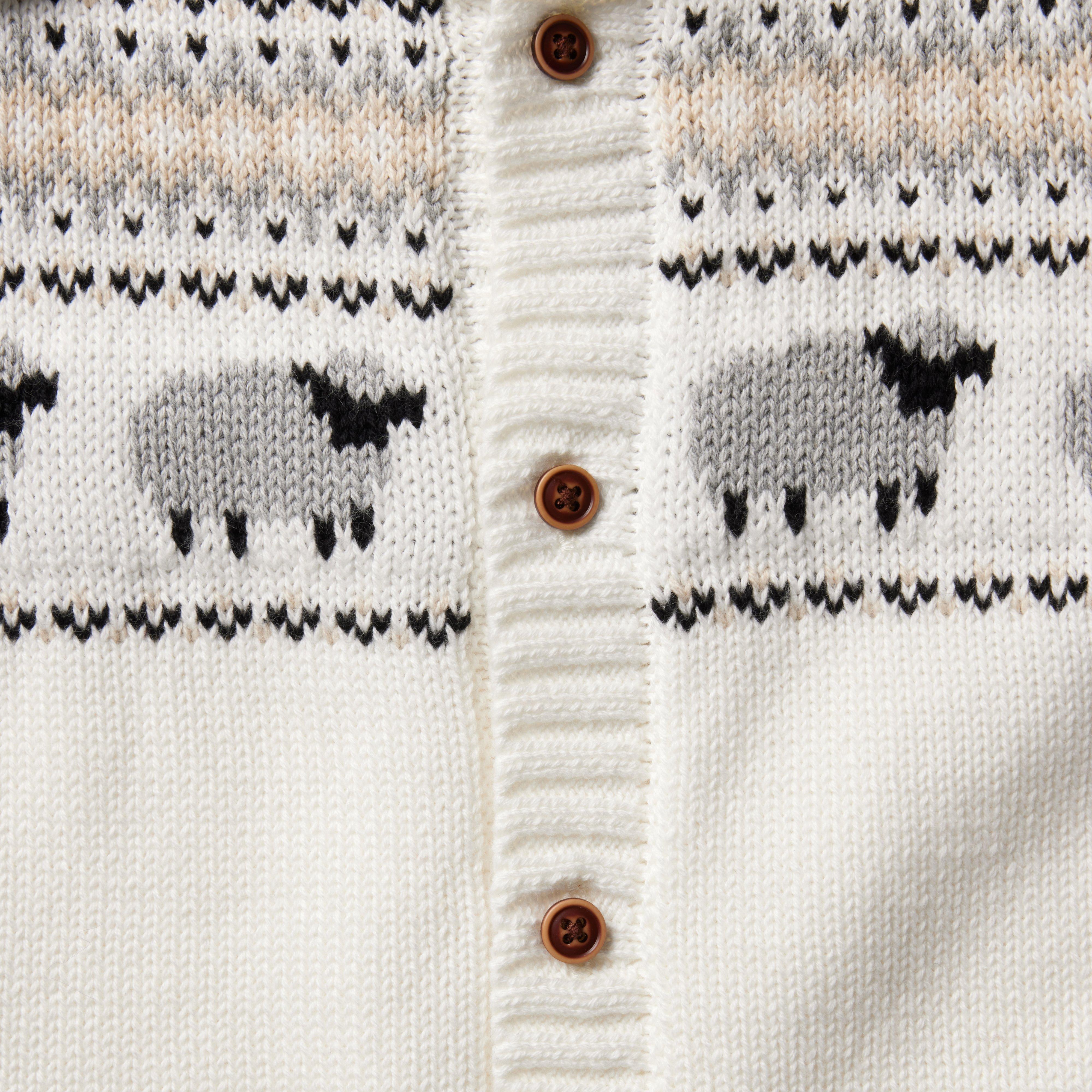Newborn Cream And Sugar Fair Isle Sheep Baby Fair Isle Sheep Cardigan ...