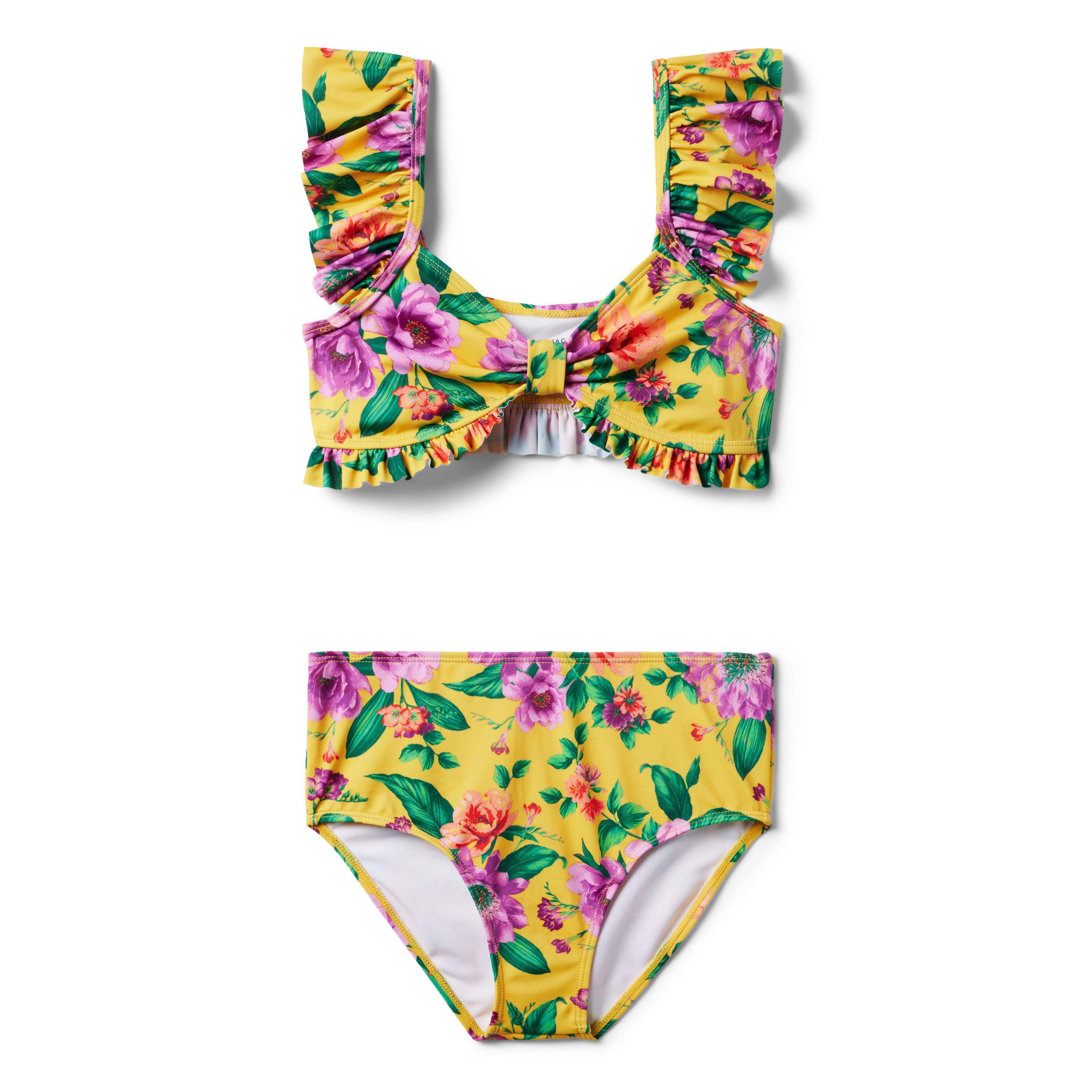Tween Solar Power Floral Recycled Floral Ruffle 2 Piece Swimsuit By