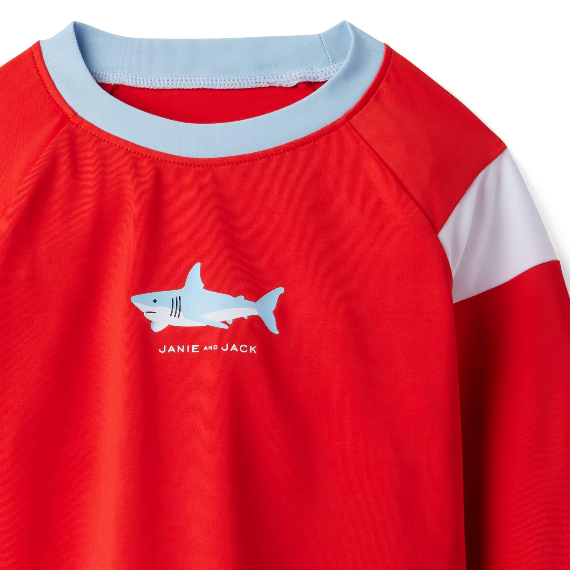 Boy Moto Red Recycled Shark Rash Guard by Janie and Jack