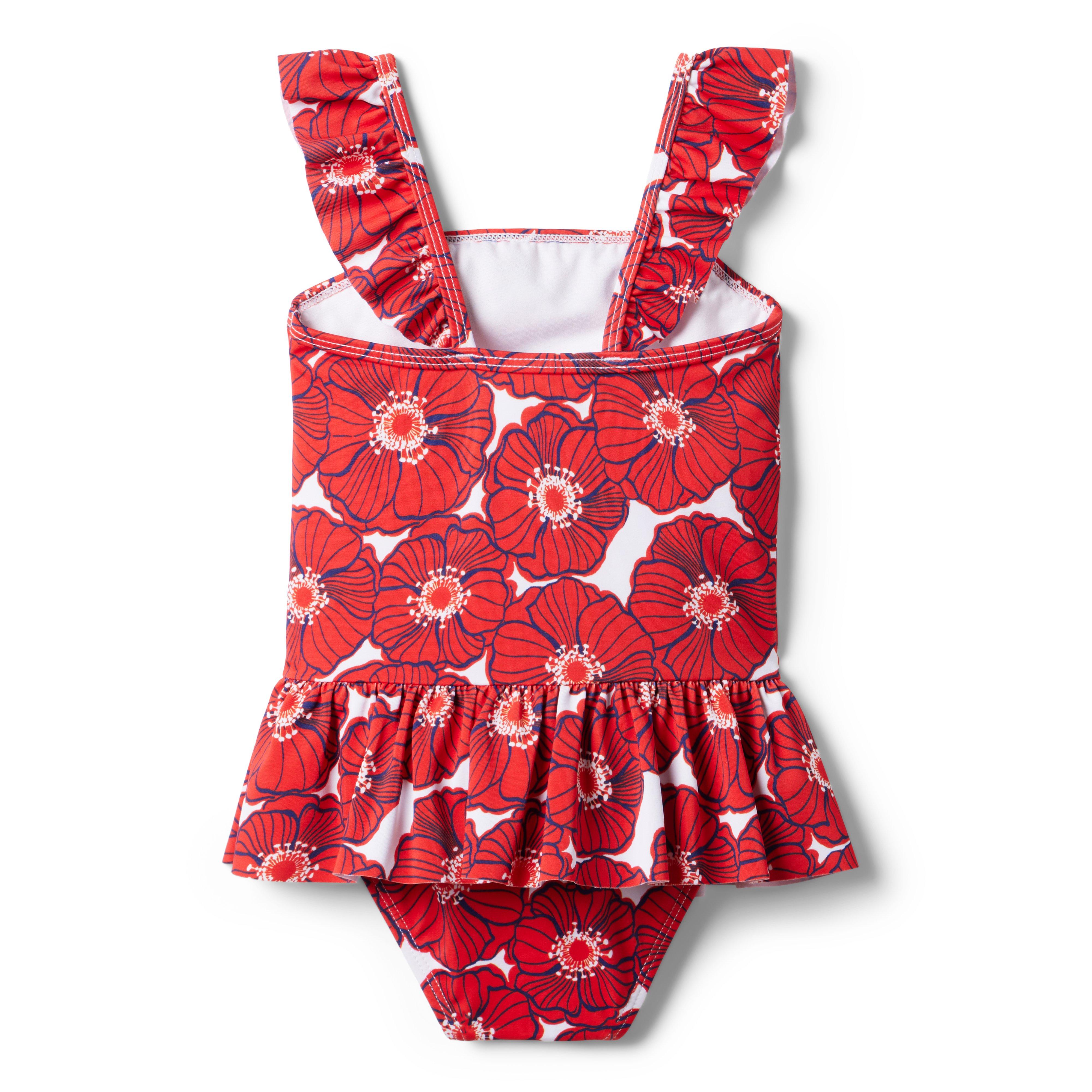 Girl Moto Red Poppy Recycled Poppy Peplum Swimsuit By Janie And Jack