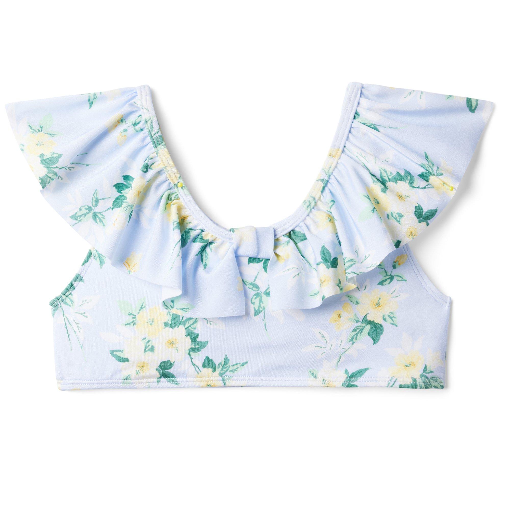 Swim Sky Blue Floral Recycled Floral Ruffle 2-Piece Swimsuit by Janie ...