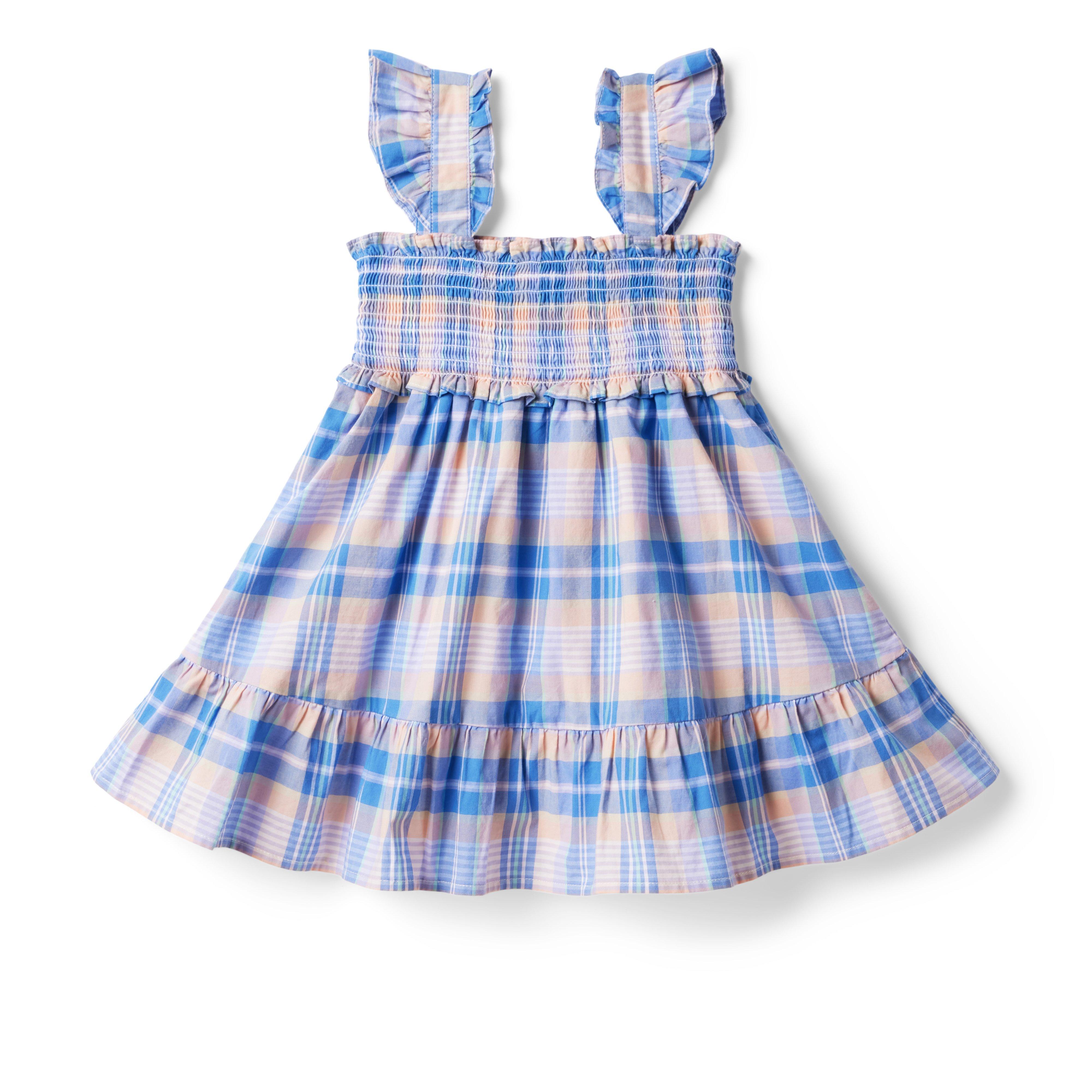Girl Deep Periwinkle Plaid The Emily Plaid Smocked Sundress by Janie ...