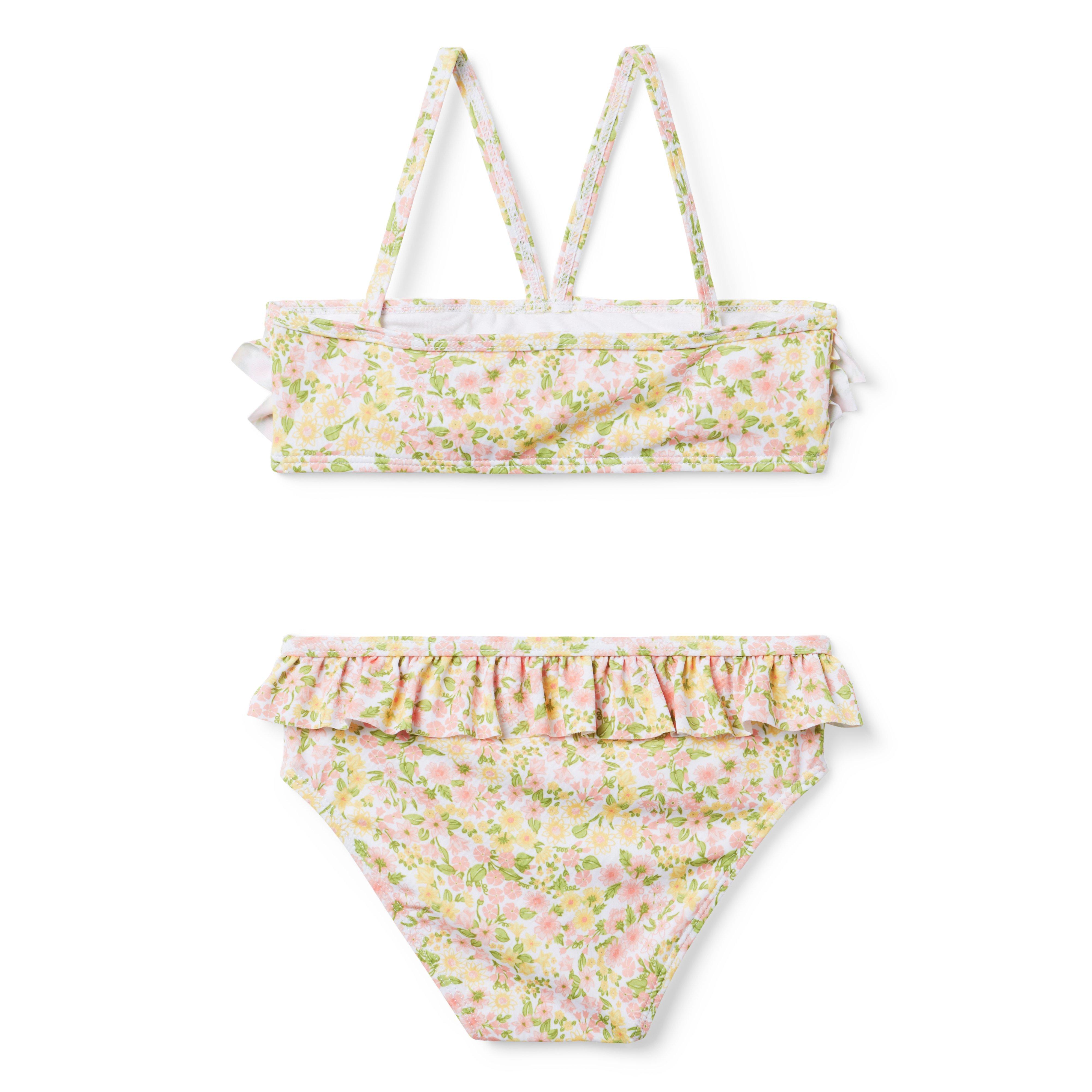 Girl White Floral Recycled Floral Ruffle 2 Piece Swimsuit By Janie And Jack