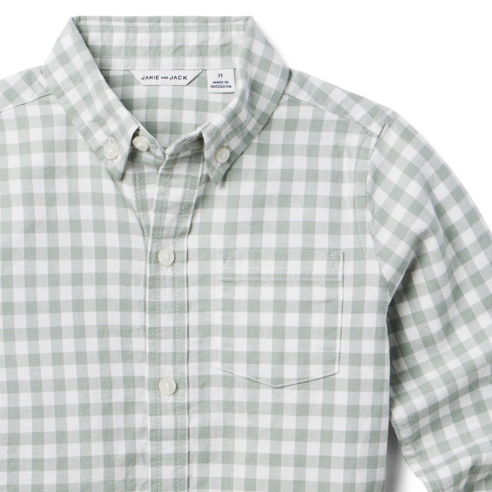 Boy Iceberg Green Gingham Gingham Flannel Shirt by Janie and Jack