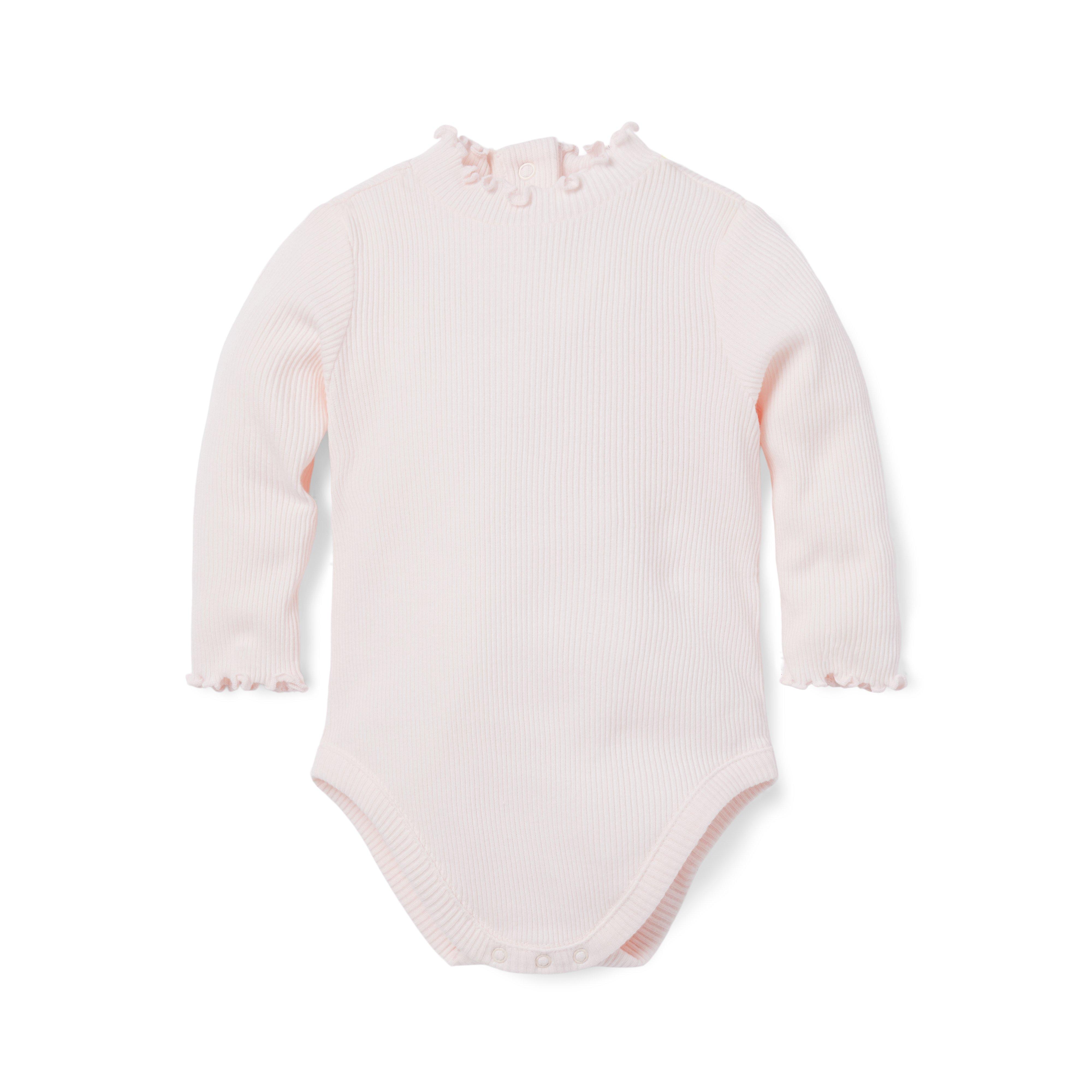 Newborn Pearl Baby Ribbed Ruffle Trim Bodysuit by Janie and Jack