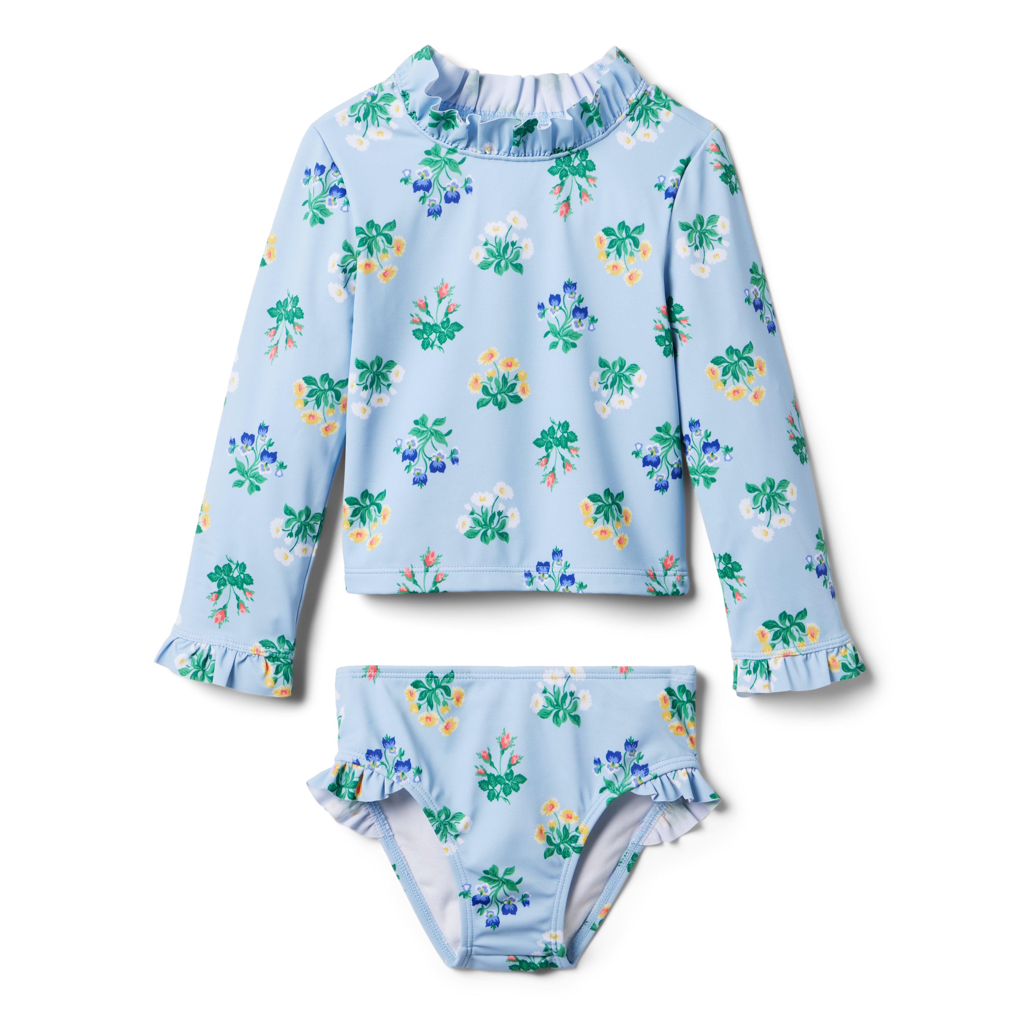 Girl Water Drop Floral Recycled Floral Rash Guard Set by Janie and Jack