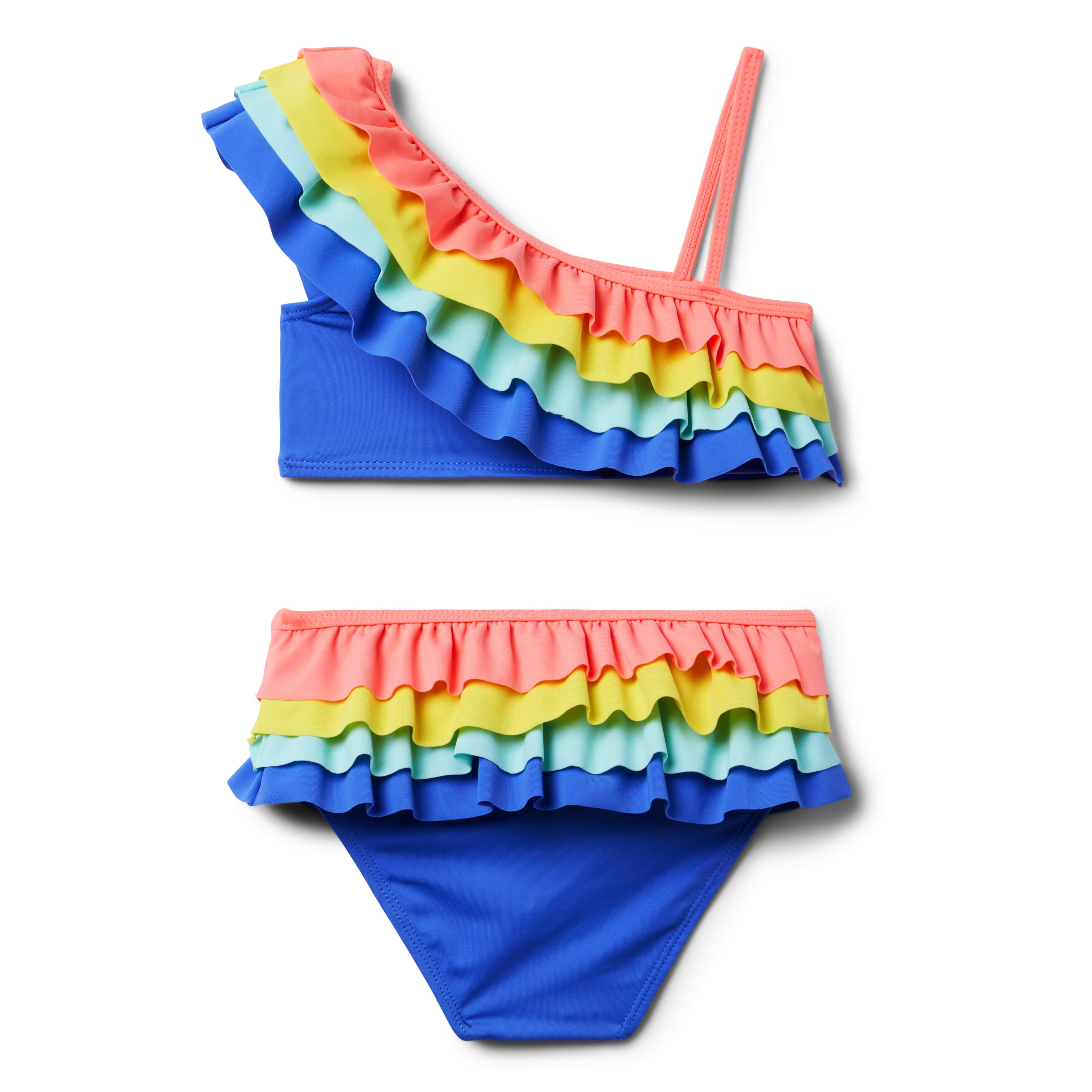 Girl Into The Blue Recycled Ruffle Shoulder 2 Piece Swimsuit By Janie