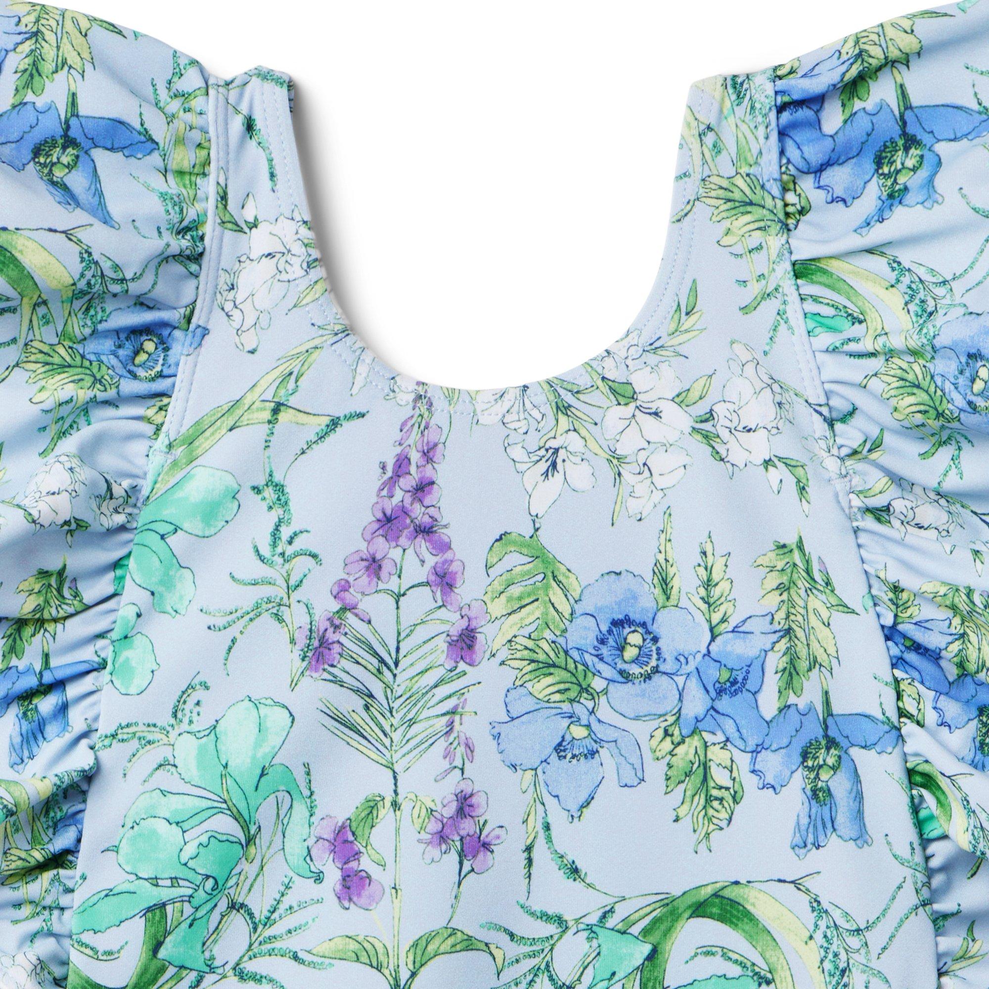 Girl Lavender Floral Recycled Floral Ruffle Swimsuit by Janie and Jack