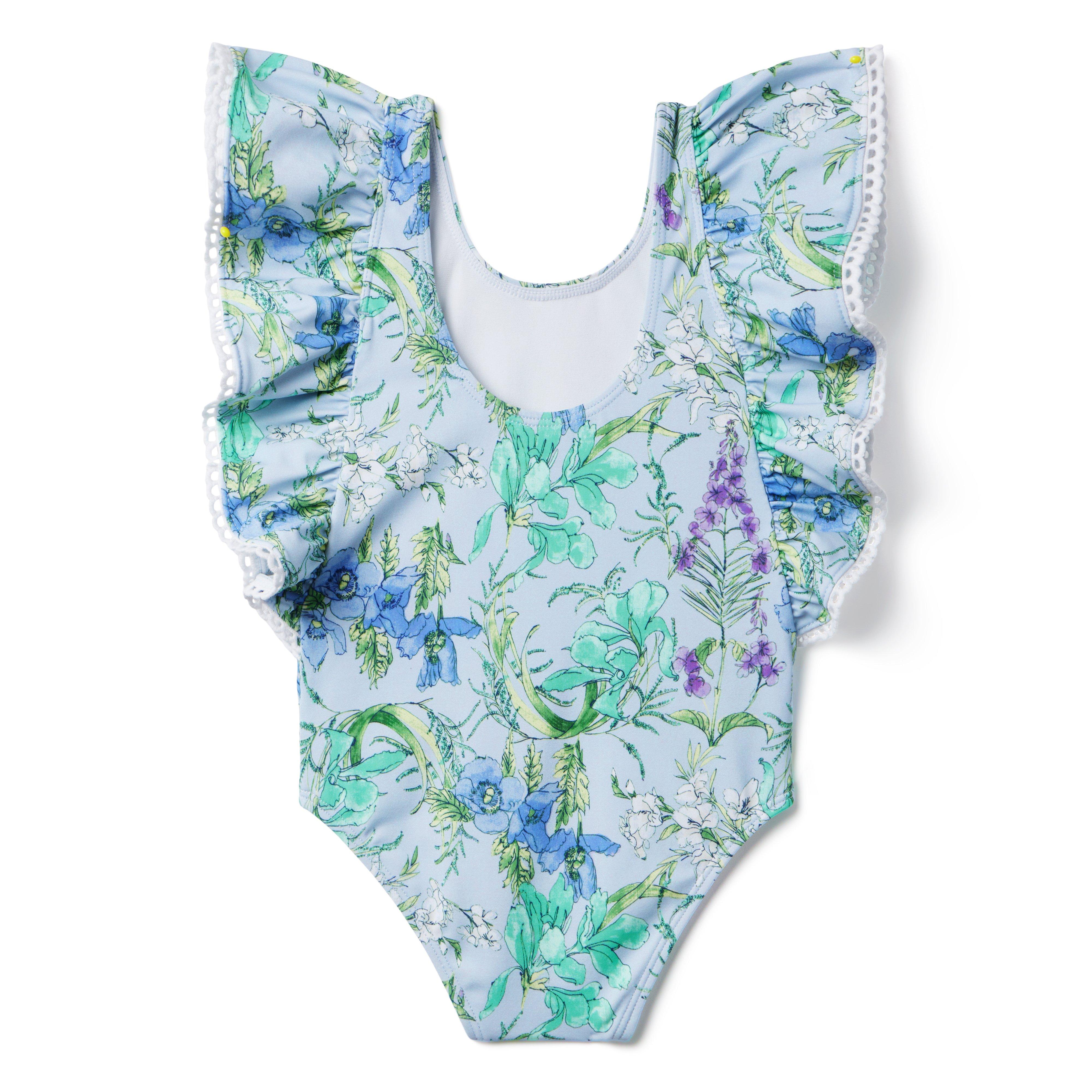Girl Lavender Floral Recycled Floral Ruffle Swimsuit by Janie and Jack