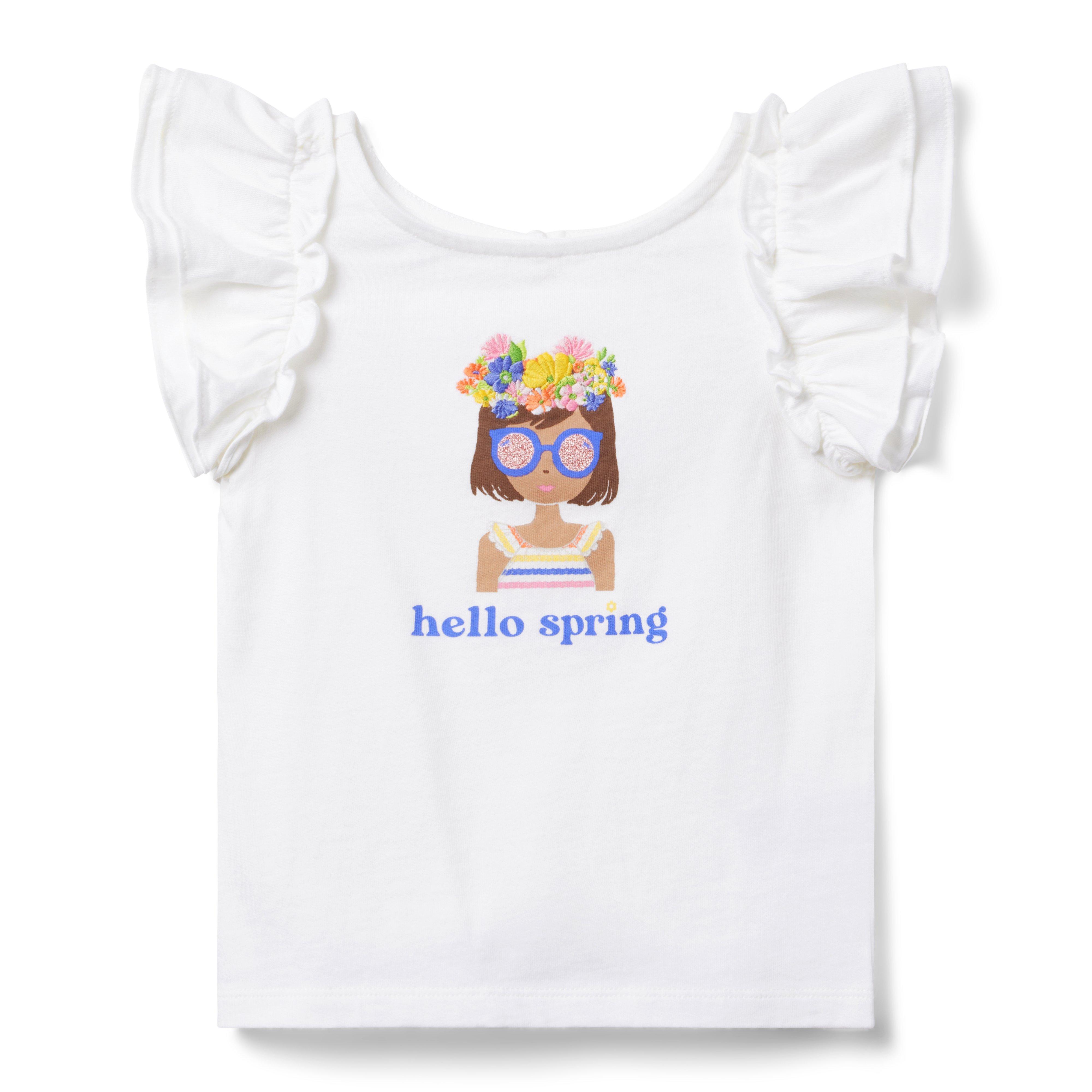 Girl White Hello Spring Tee by Janie and Jack