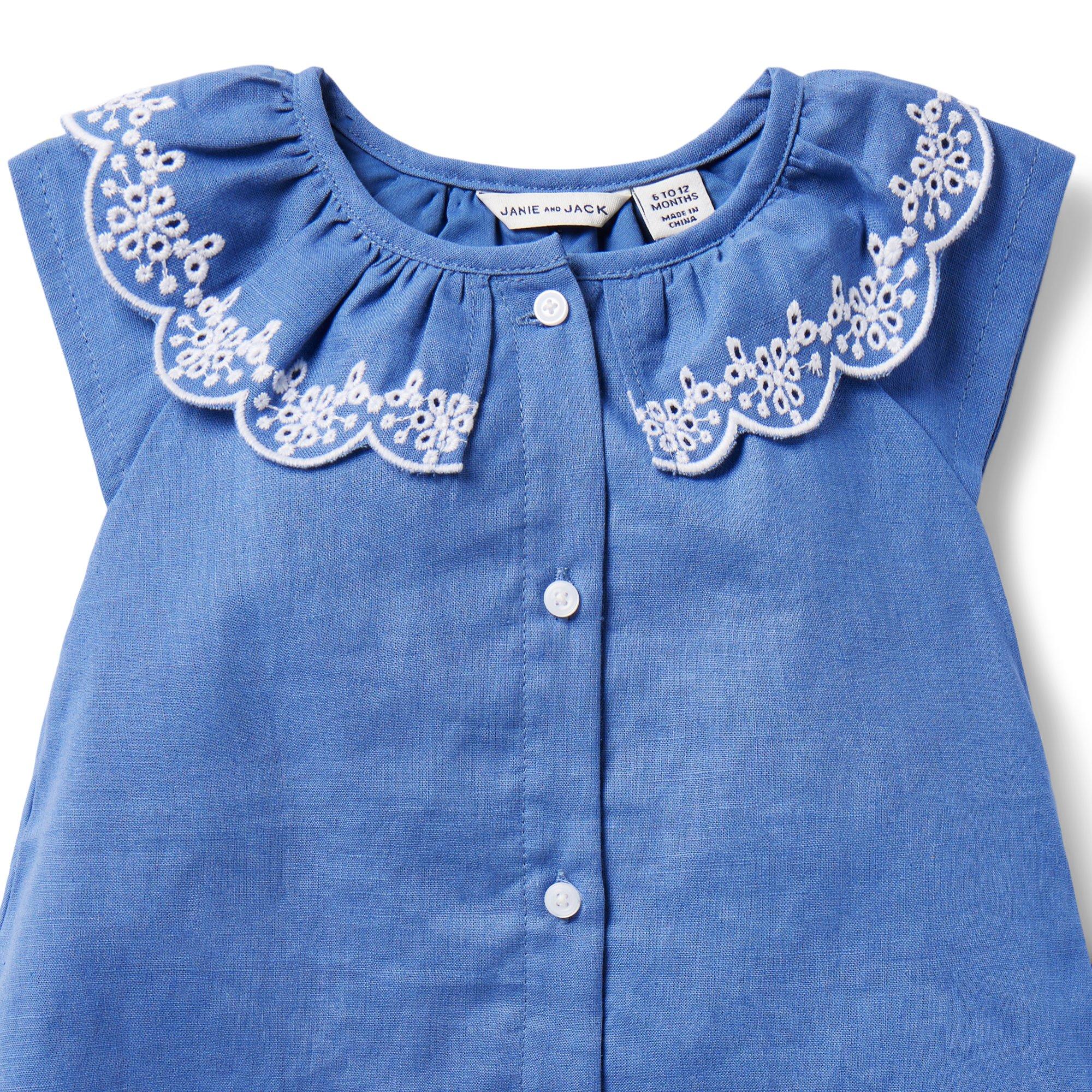 Baby Neptune Blue Baby Eyelet Collared Matching Set by Janie and Jack