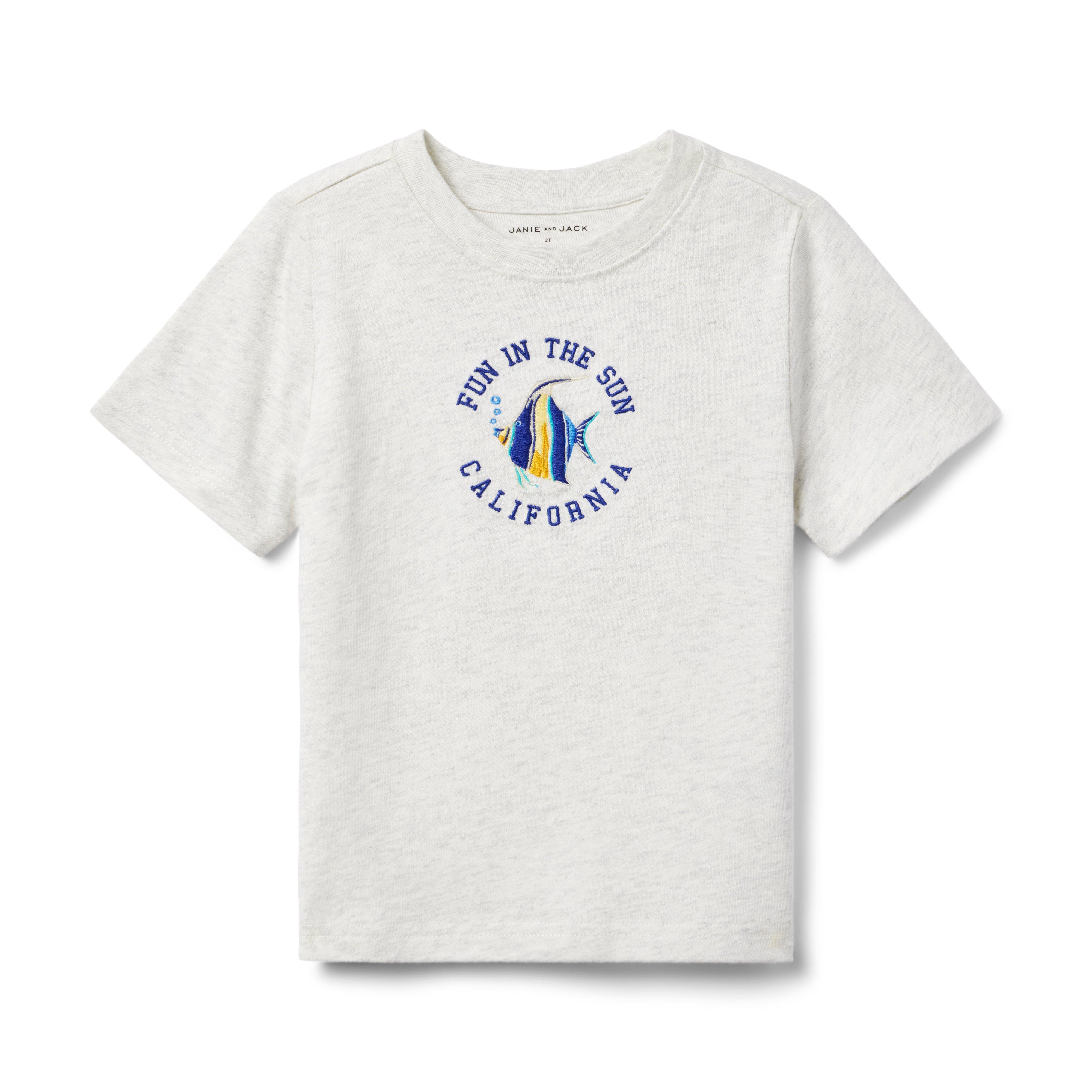 Boy Grey Heather Embroidered Fish Tee by Janie and Jack