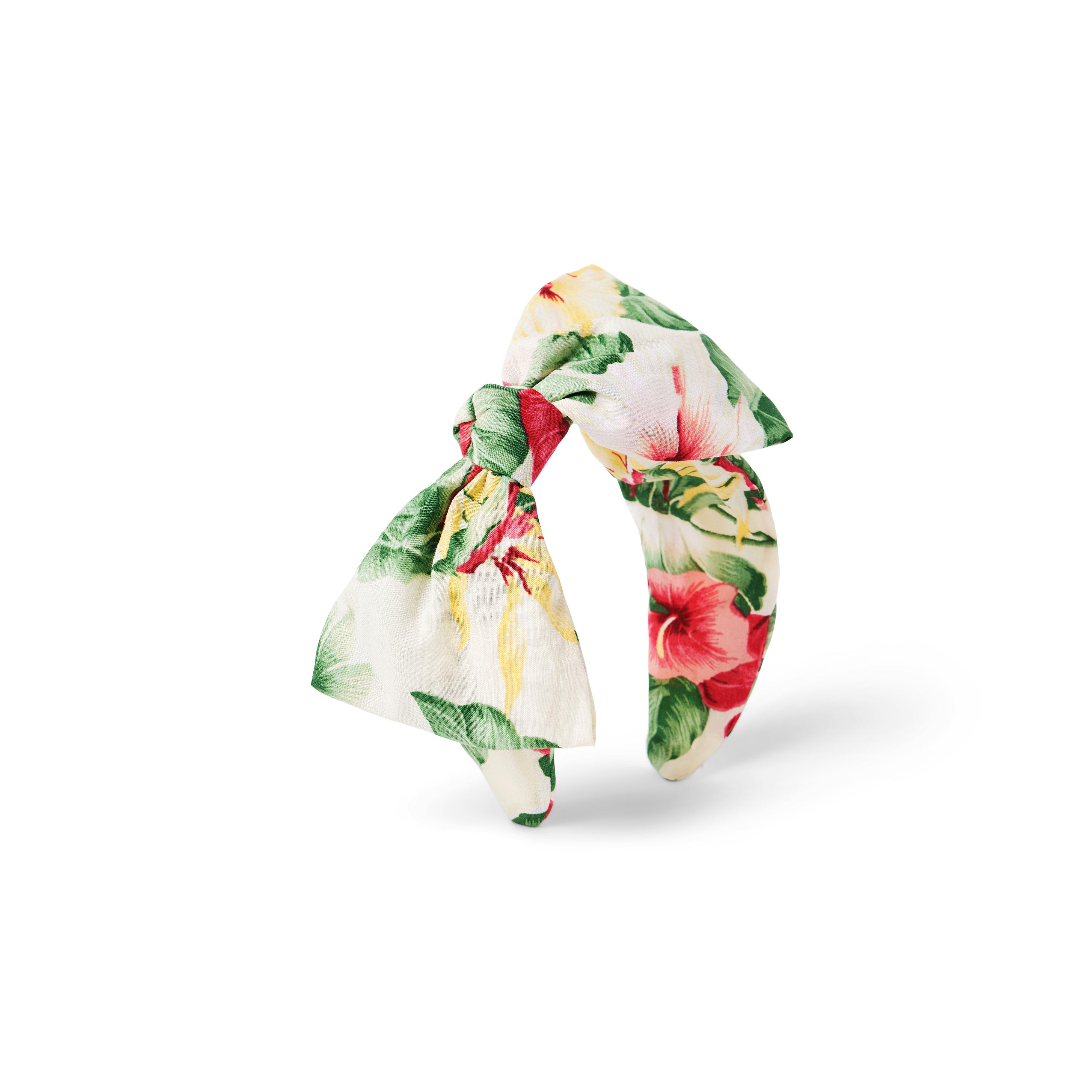 Girl Cream Tropical Floral Tropical Floral Bow Headband by Janie and Jack