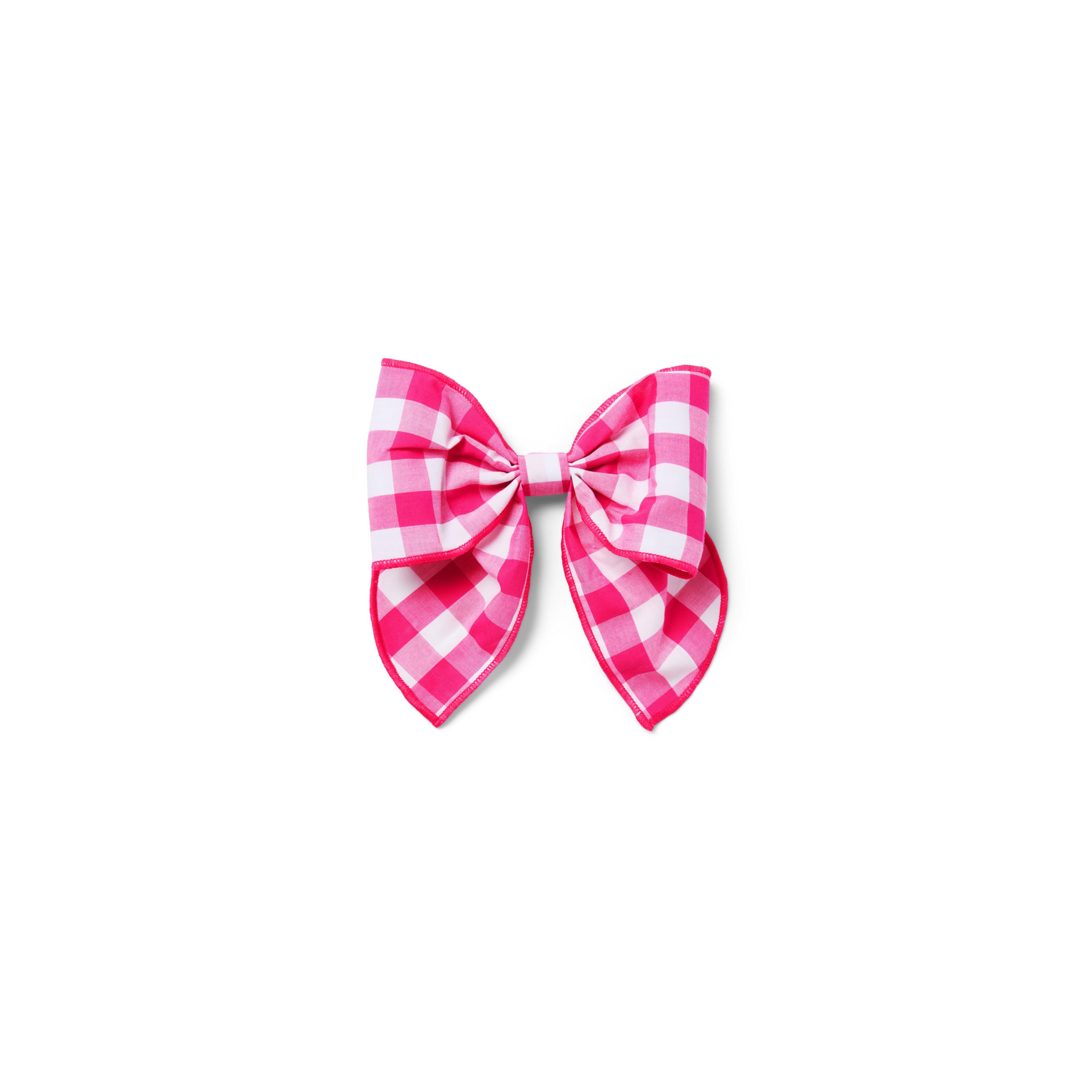 Girl Bright Pink Gingham Gingham Bow Barrette by Janie and Jack