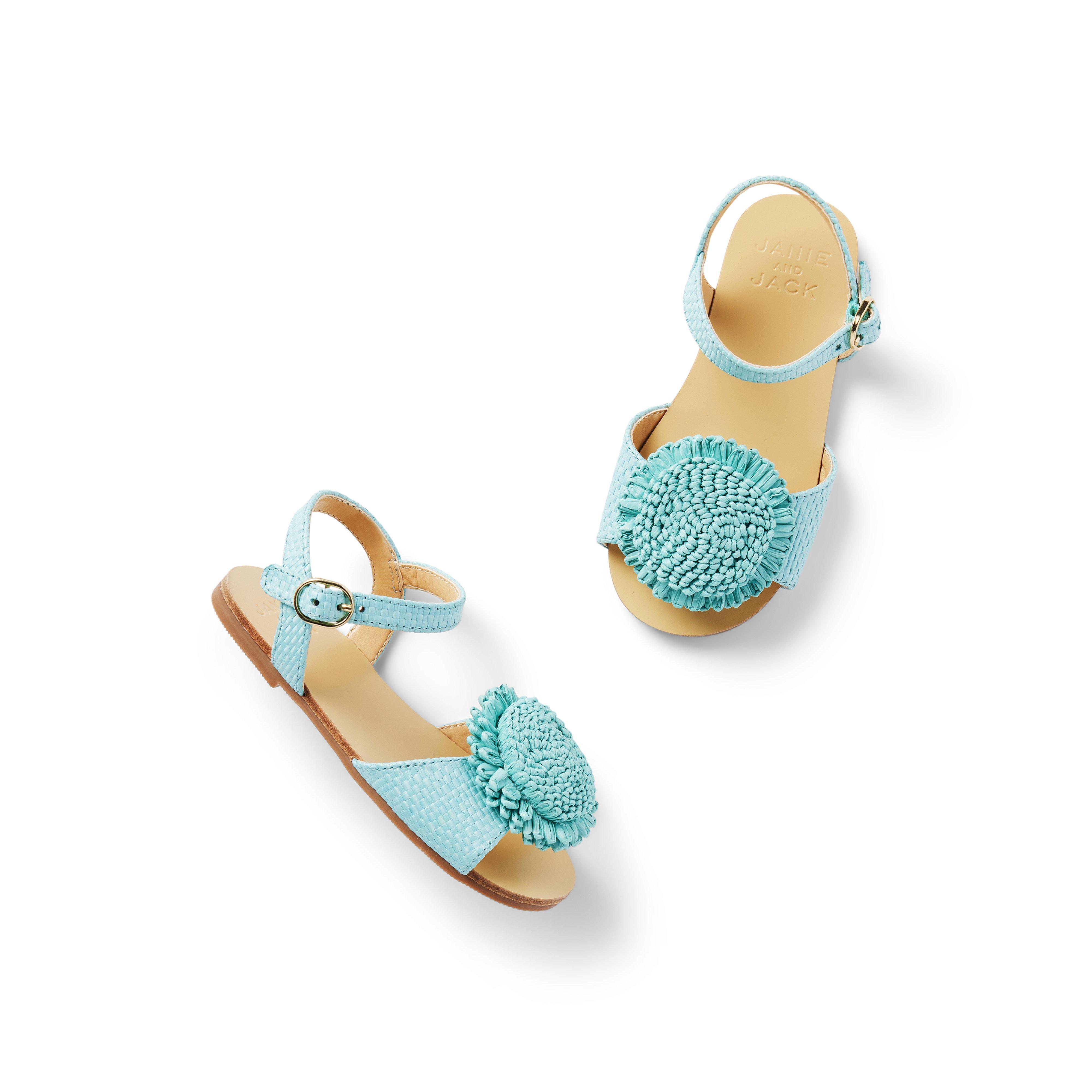 Girl Bright Blue Woven Flower Sandal by Janie and Jack