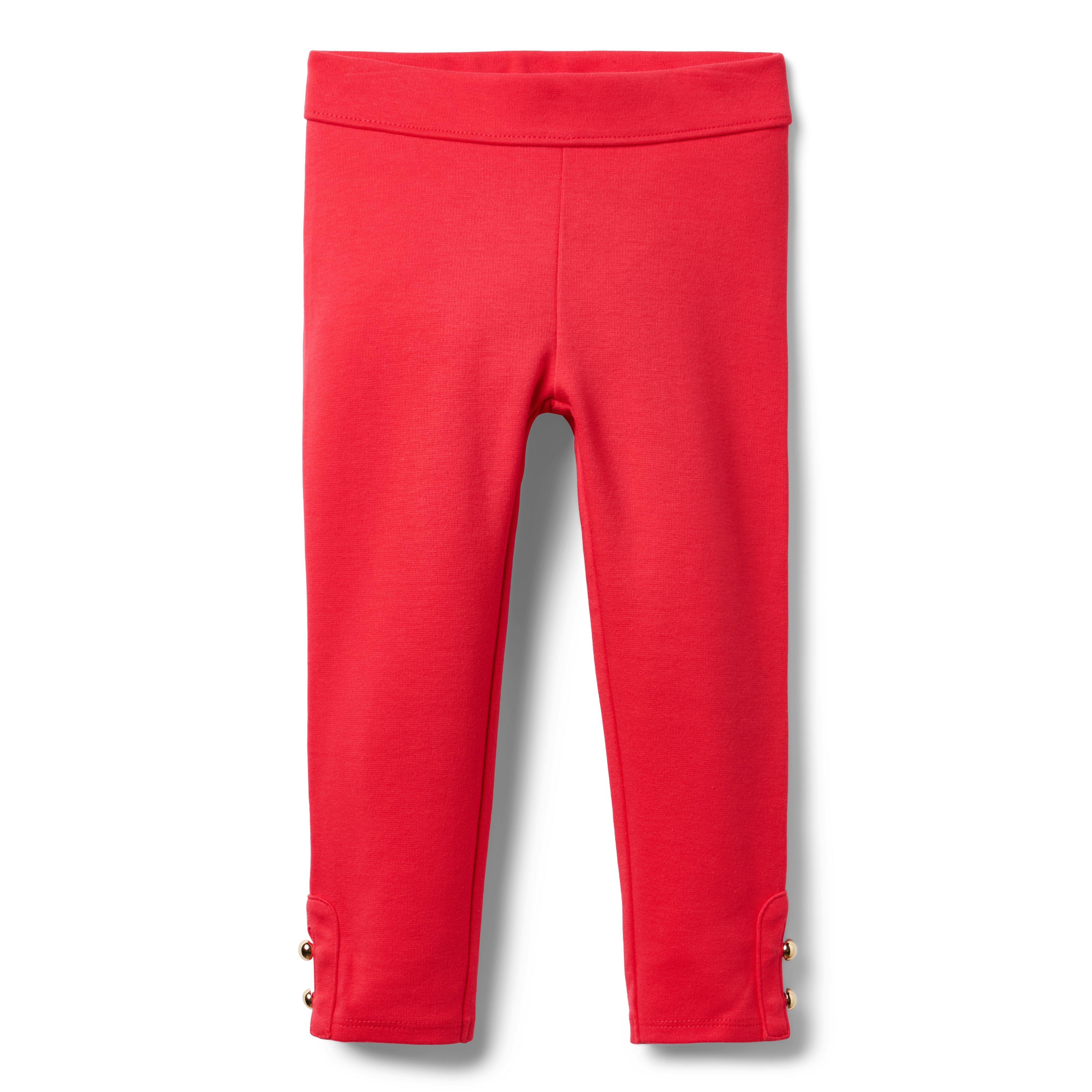 Girl Bright Red Button Cuff Ponte Pant by Janie and Jack