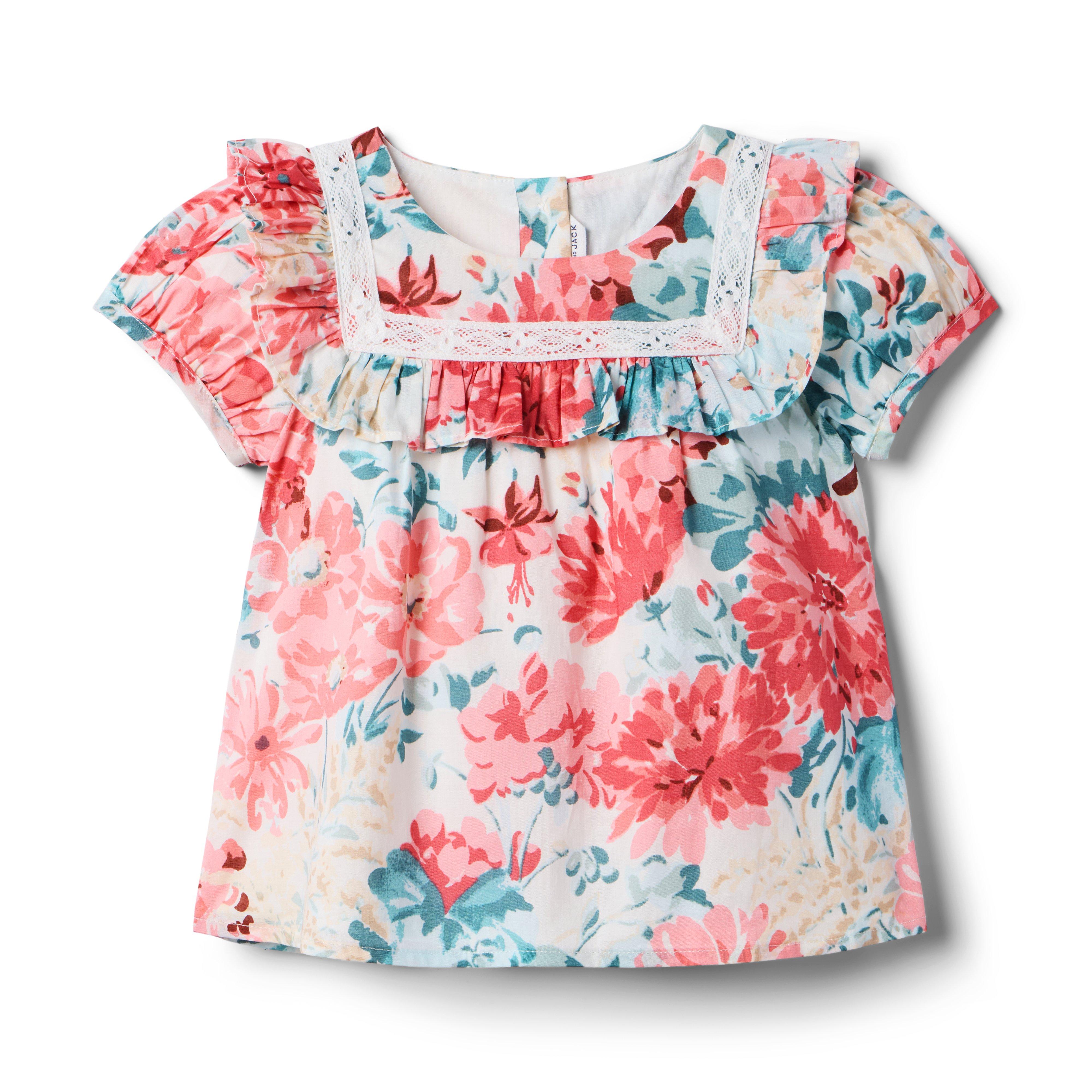 Girl Coral Floral Floral Puff Sleeve Dress by Janie and Jack