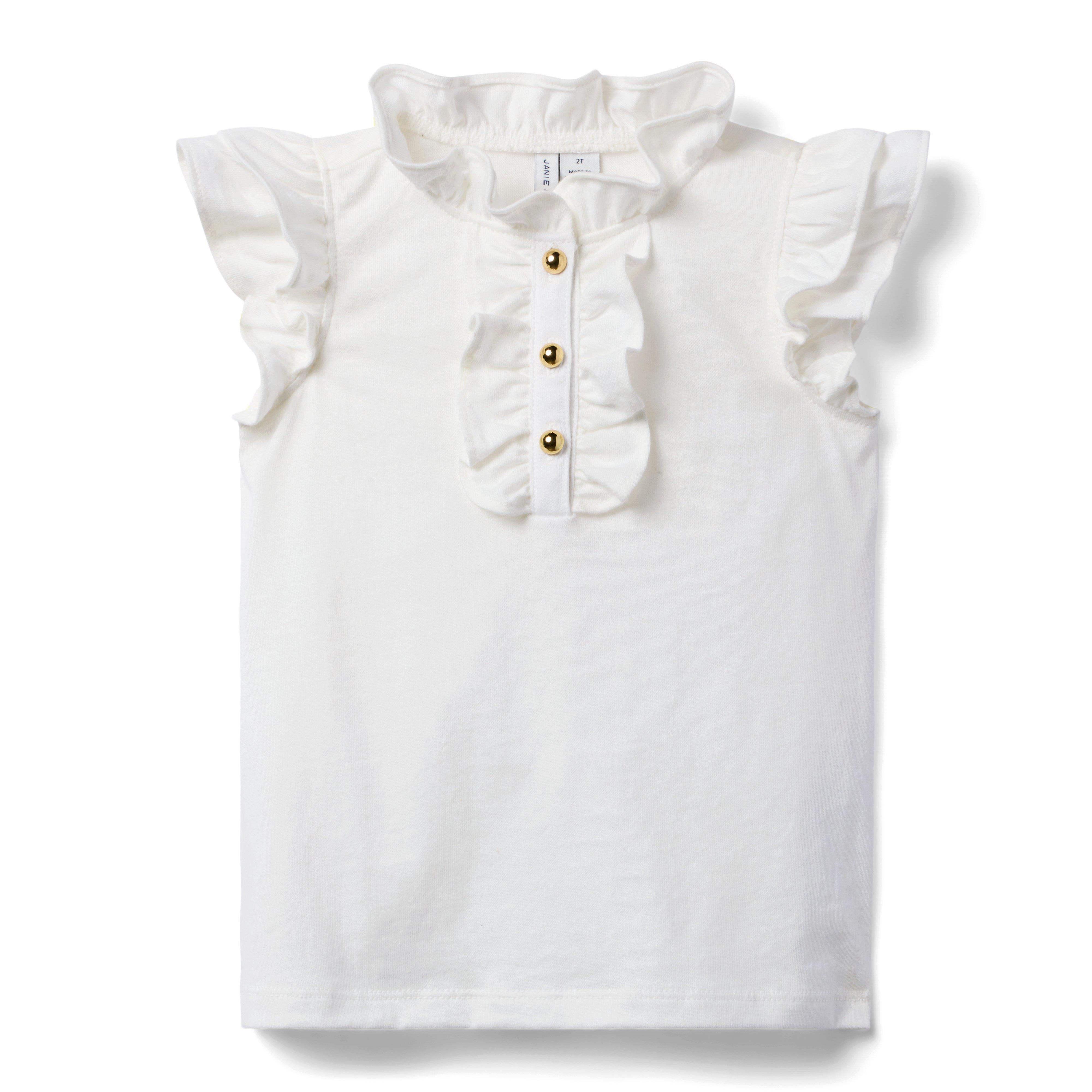 Girl Jet Ivory Double Ruffle Sleeve Top by Janie and Jack