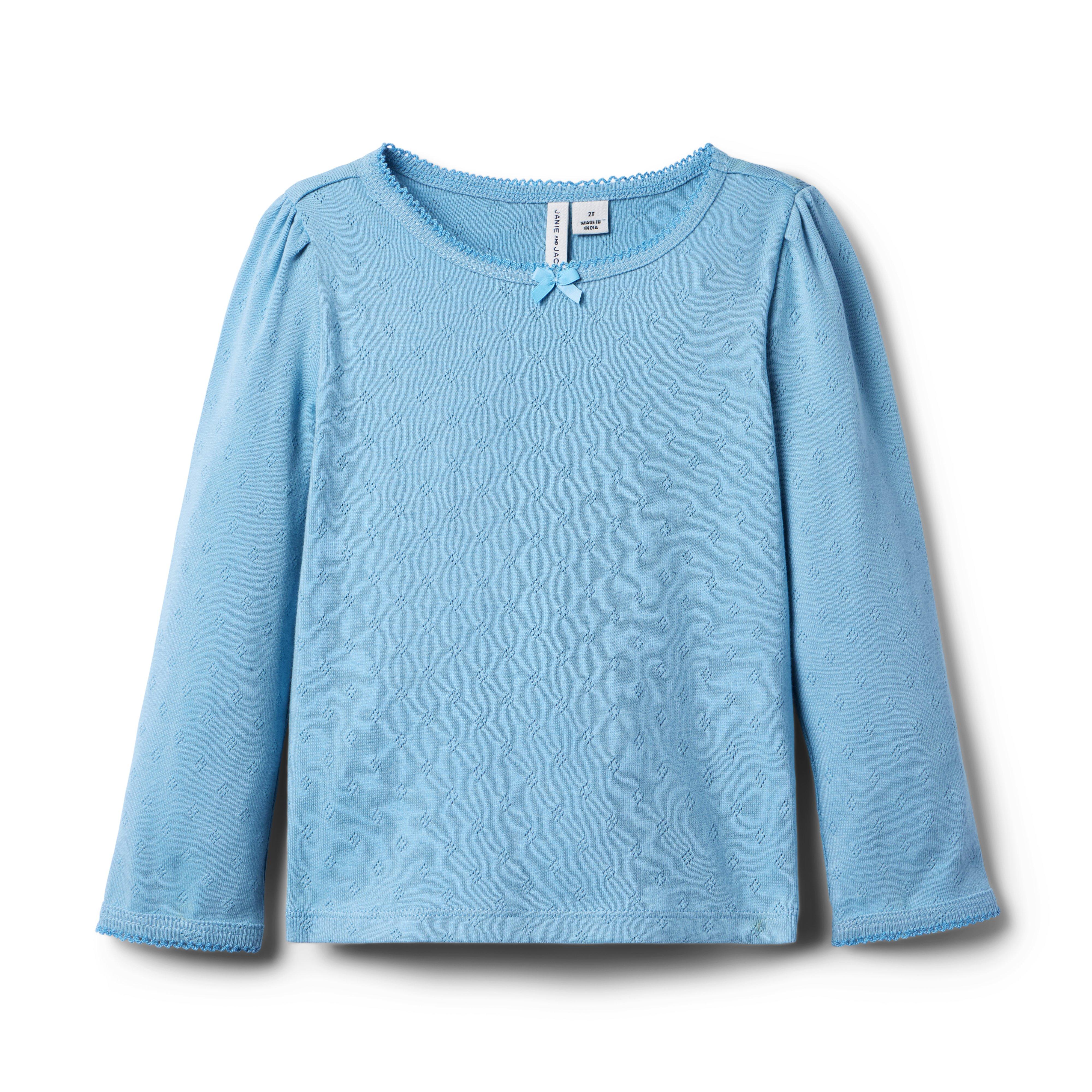Girl Blue Skies Pointelle Bow Tee by Janie and Jack
