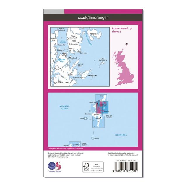 Ordnance Survey Landranger 2 Shetland Sullom Voe & Whalsay Map With ...