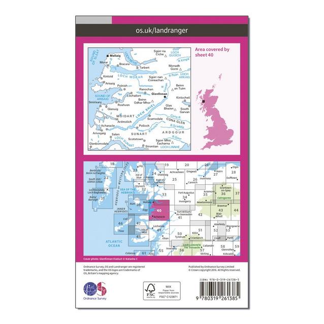 Ordnance Survey Landranger 40 Mallaig & Glenfinnan, Loch Shiel Map With ...