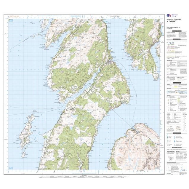 Ordnance Survey Landranger 62 North Kintyre & Tarbert Map With Digital ...