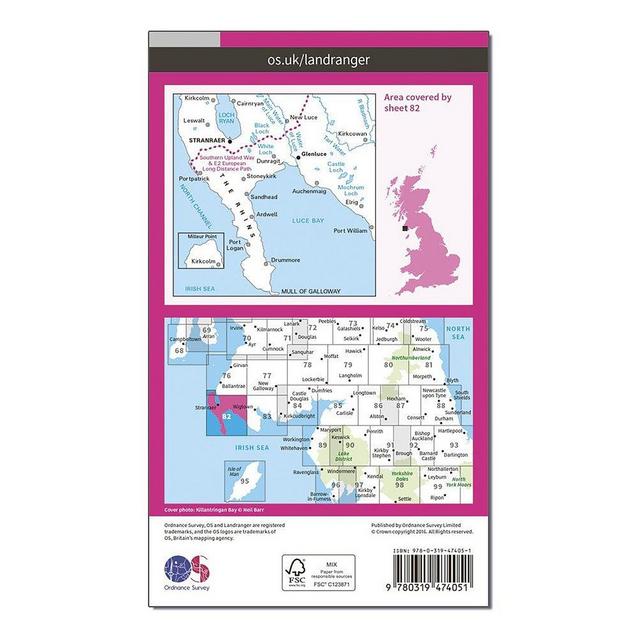 Ordnance Survey Landranger Active 82 Stranraer & Glenluce Map With ...