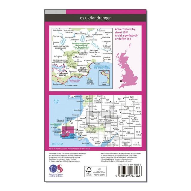 Ordnance Survey Landranger 158 Tenby & Pembroke Map With Digital ...