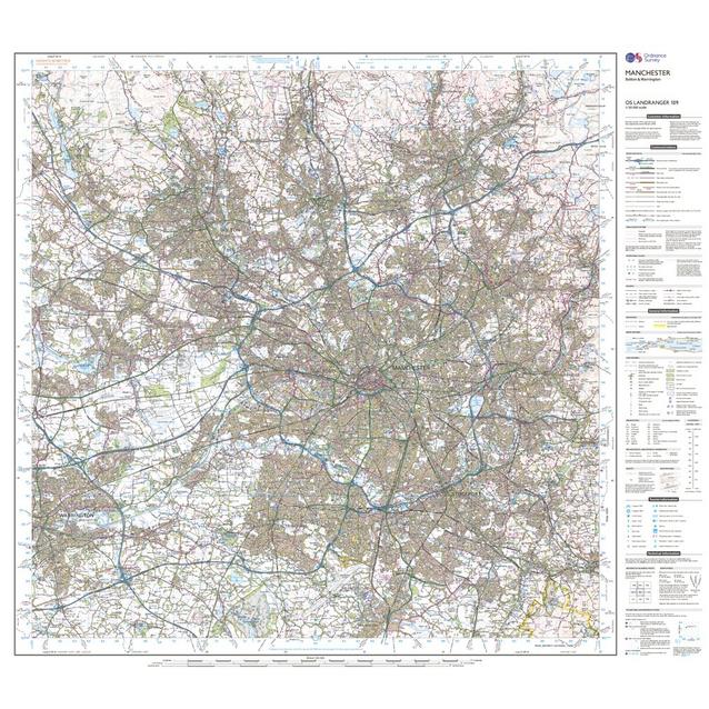 Ordnance Survey Landranger 109 Manchester, Bolton & Warrington Map With ...