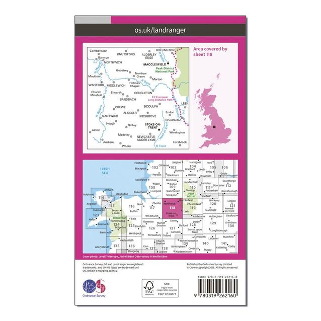 Ordnance Survey Landranger 118 Stoke-on-Trent & Macclesfield Map With ...