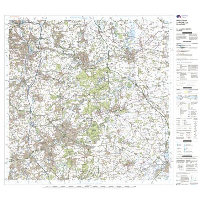 Ordnance Survey Landranger 120 Mansfield & Worksop, Sherwood Forest Map ...