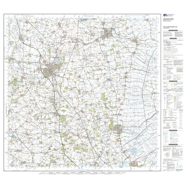 Ordnance Survey Landranger 130 Grantham, Sleaford & Bourne Map With ...
