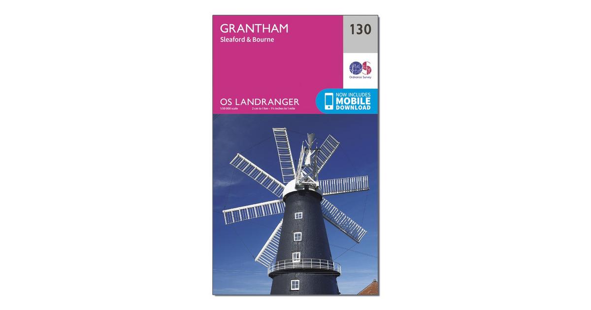 Ordnance Survey Landranger 130 Grantham, Sleaford & Bourne Map With ...