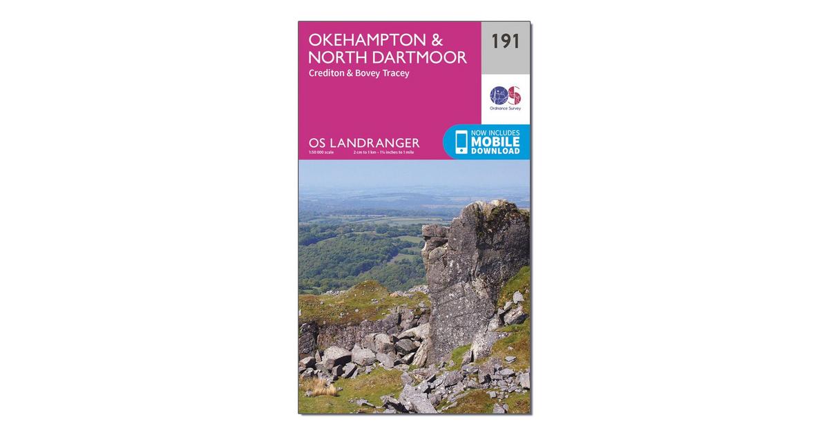 Ordnance Survey Landranger 191 Okehampton & North Dartmoor Map With ...