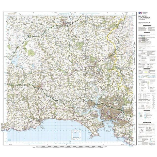 Ordnance Survey Landranger 201 Plymouth & Launceston, Tavistock & Looe ...